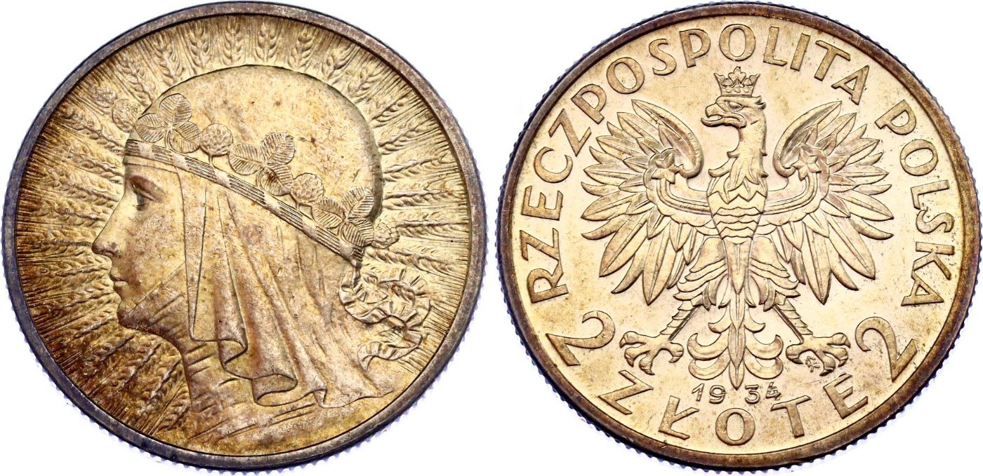 Poland 2 Zlote 1934 MW - Aukcja internetowa / Licytacja online - Cena - OneBid