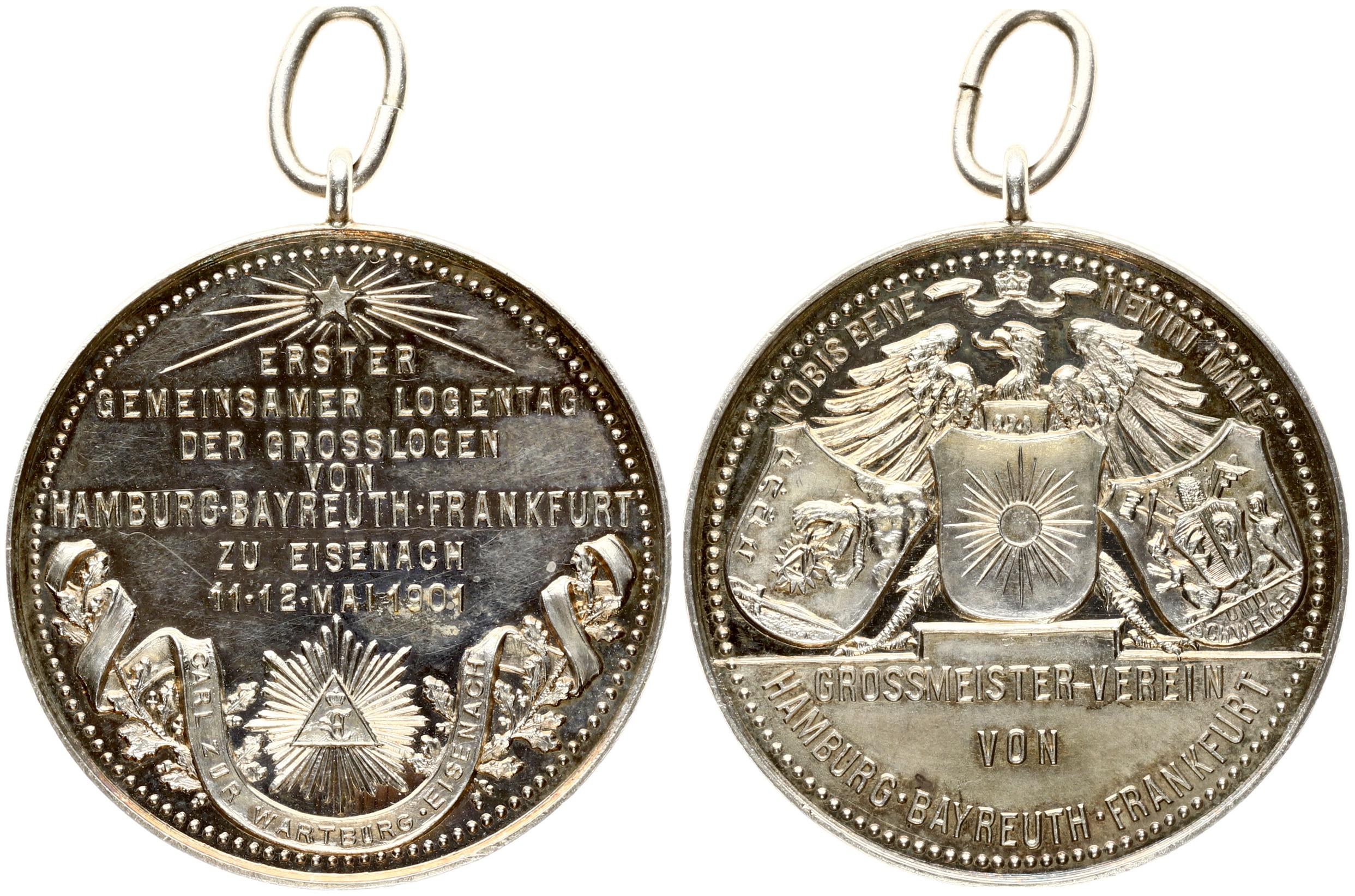 Germany Eisenach Medal 1901 Master Lodge. Mirrored. Silver. Weight ...