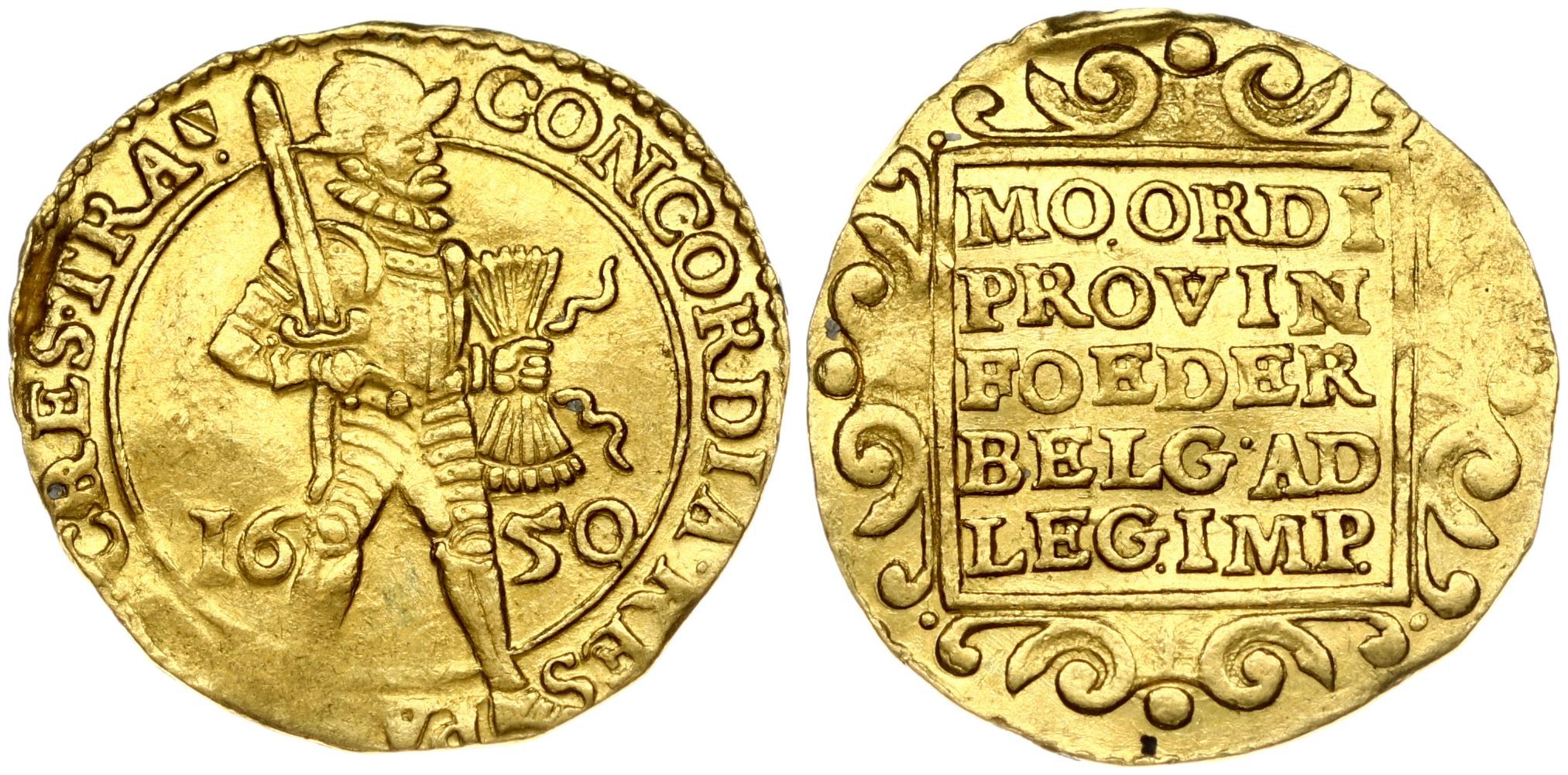 Netherlands UTRECHT 1 Ducat 1650 Obverse: Standing; armored knight ...