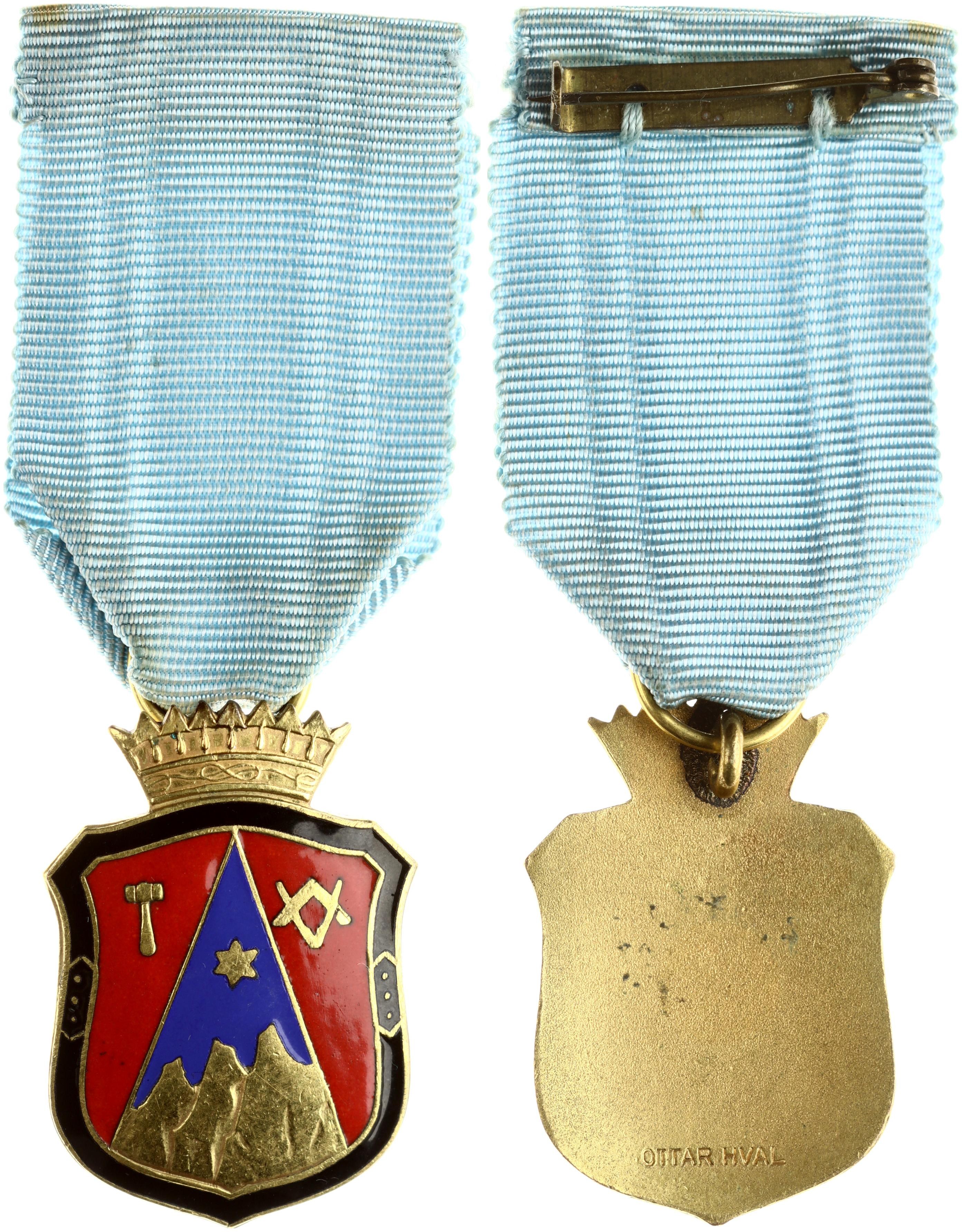 Norway Masonic Lodge Award (20th century) Ottar Hval; with blue ribbon ...