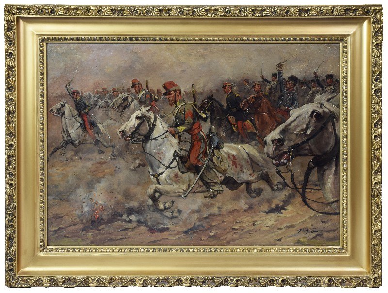 Georges Louis HYON (1855-1909 lub 1840-1913), Szarża kawalerii ...