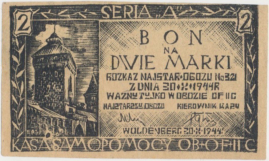 Oflag II C Woldenberg, 2 marki 1944 - Seria A - Aukcja internetowa ...