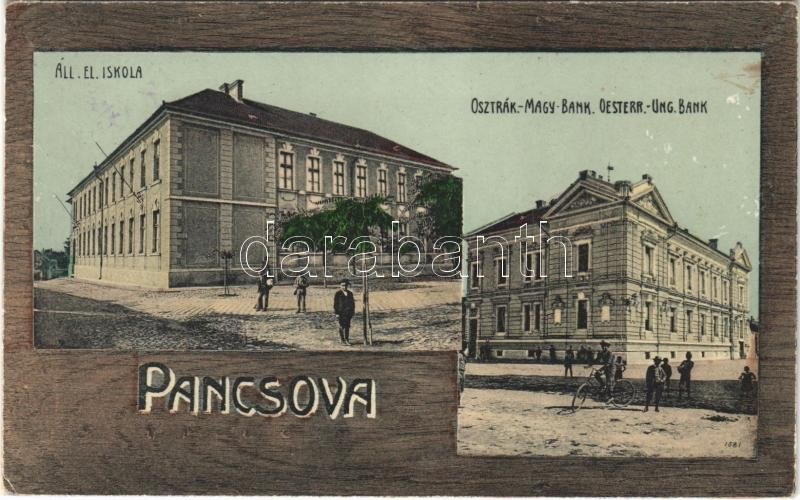 1915 Pancsova, Pancevo; Állami elemi iskola, Osztrák-Magyar Bank ...