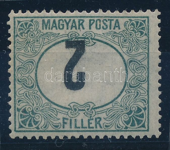 1920 Magyar Posta portó 2f fordított értékszámmal, nagyon ritka! (700. ...