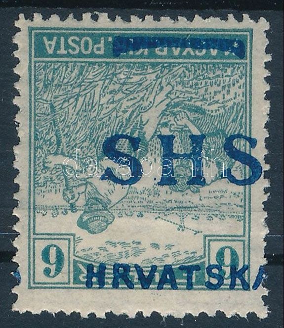 SHS 1918 Arató 6f fordított felülnyomással / Mi 69 with inverted ...