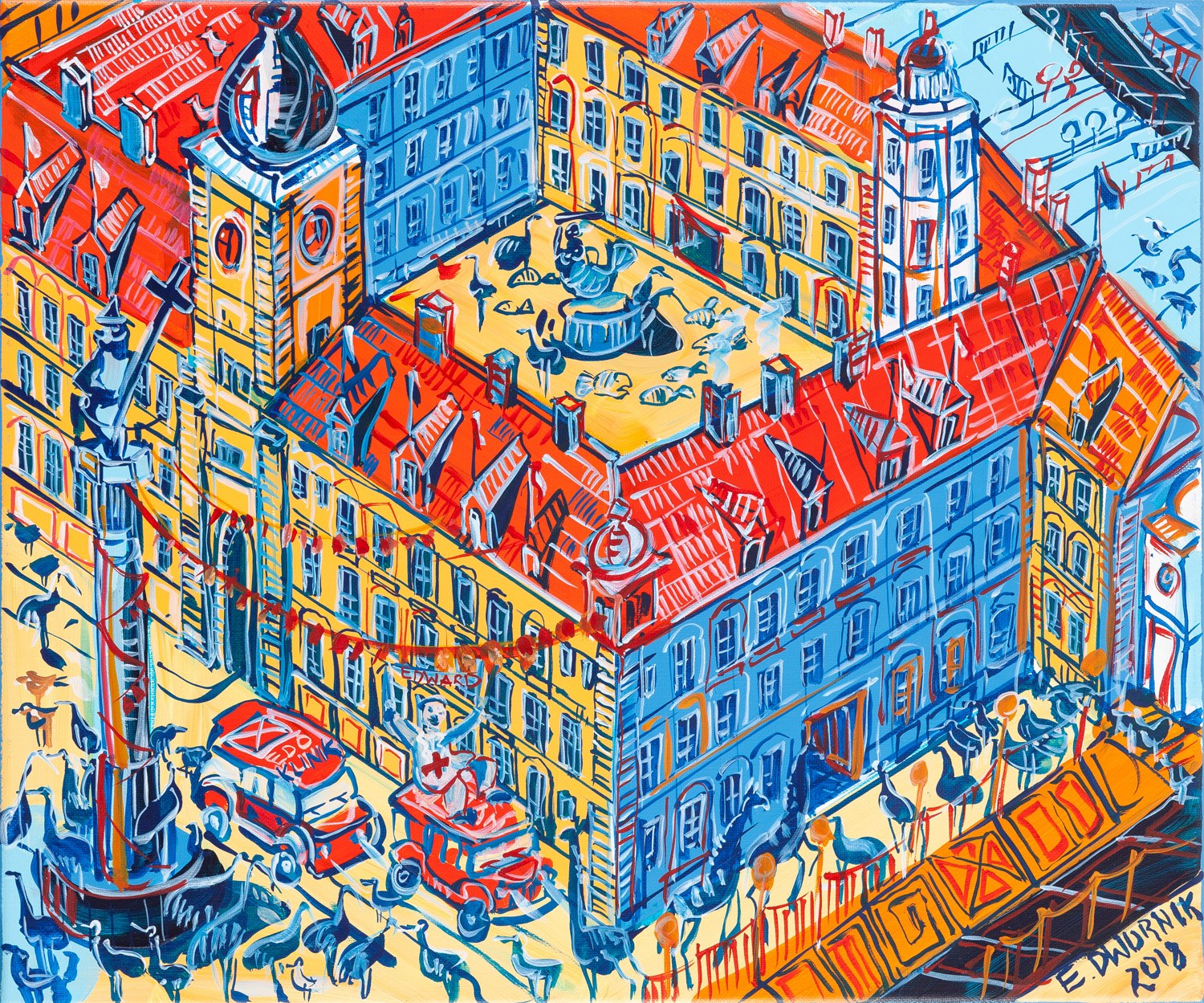 Edward Dwurnik (1943 Radzymin - 2018 Warszawa), "Plac Zamkowy", 2018 - Aukcja internetowa ...