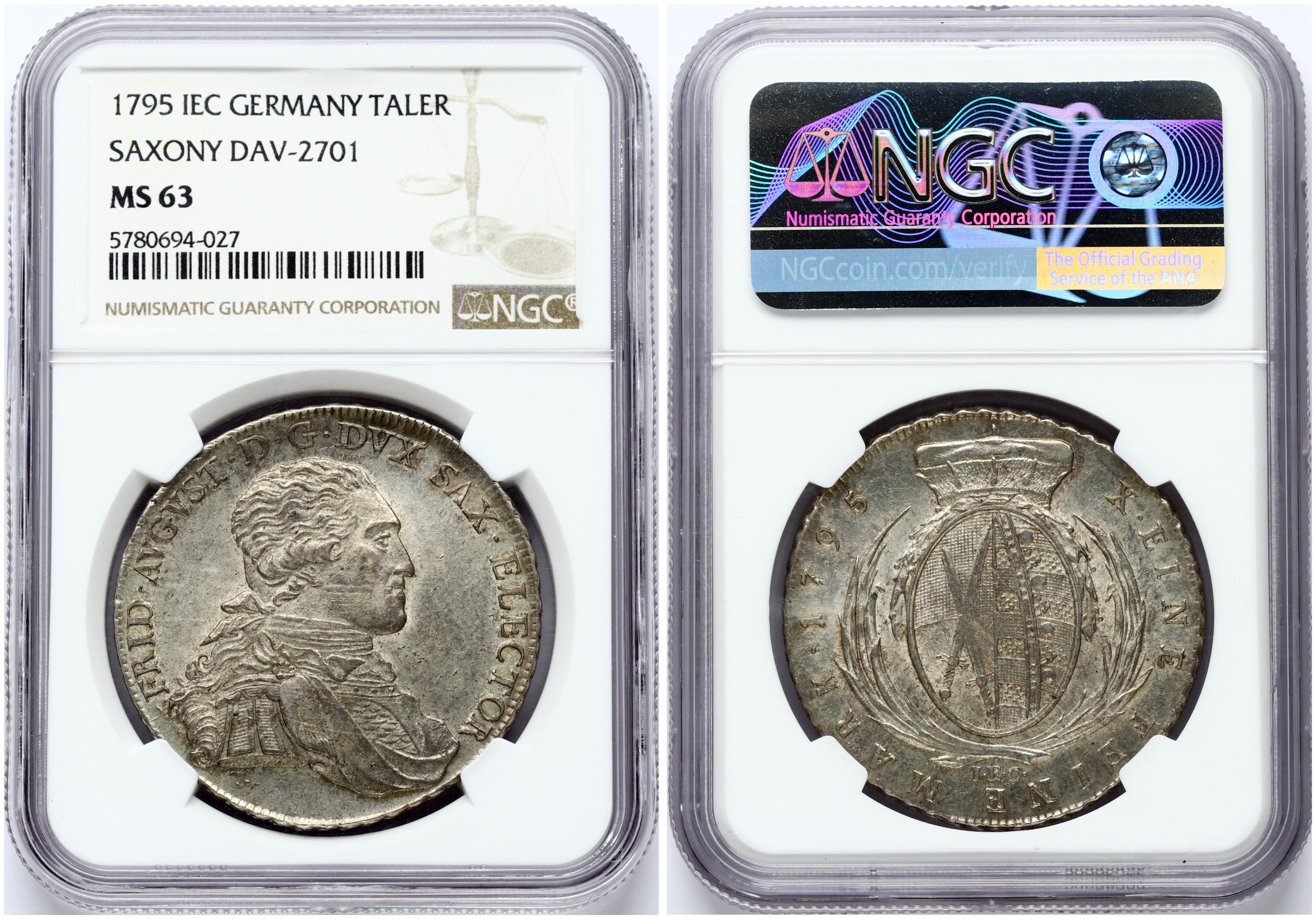 Germany SAXONY 1 Thaler 1795 IEC Friedrich August III(1763-1827 ...