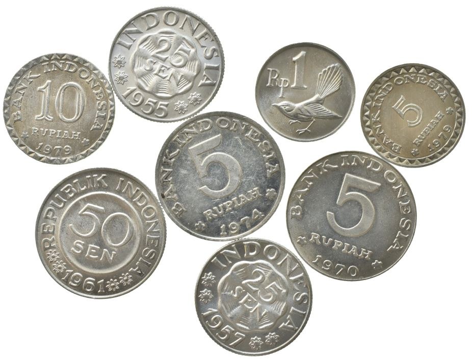 Indonésie, 10 rupiah 1979, 5 rupiah 1970, 1974, 1979, 1 rupiah 1970, 50 ...