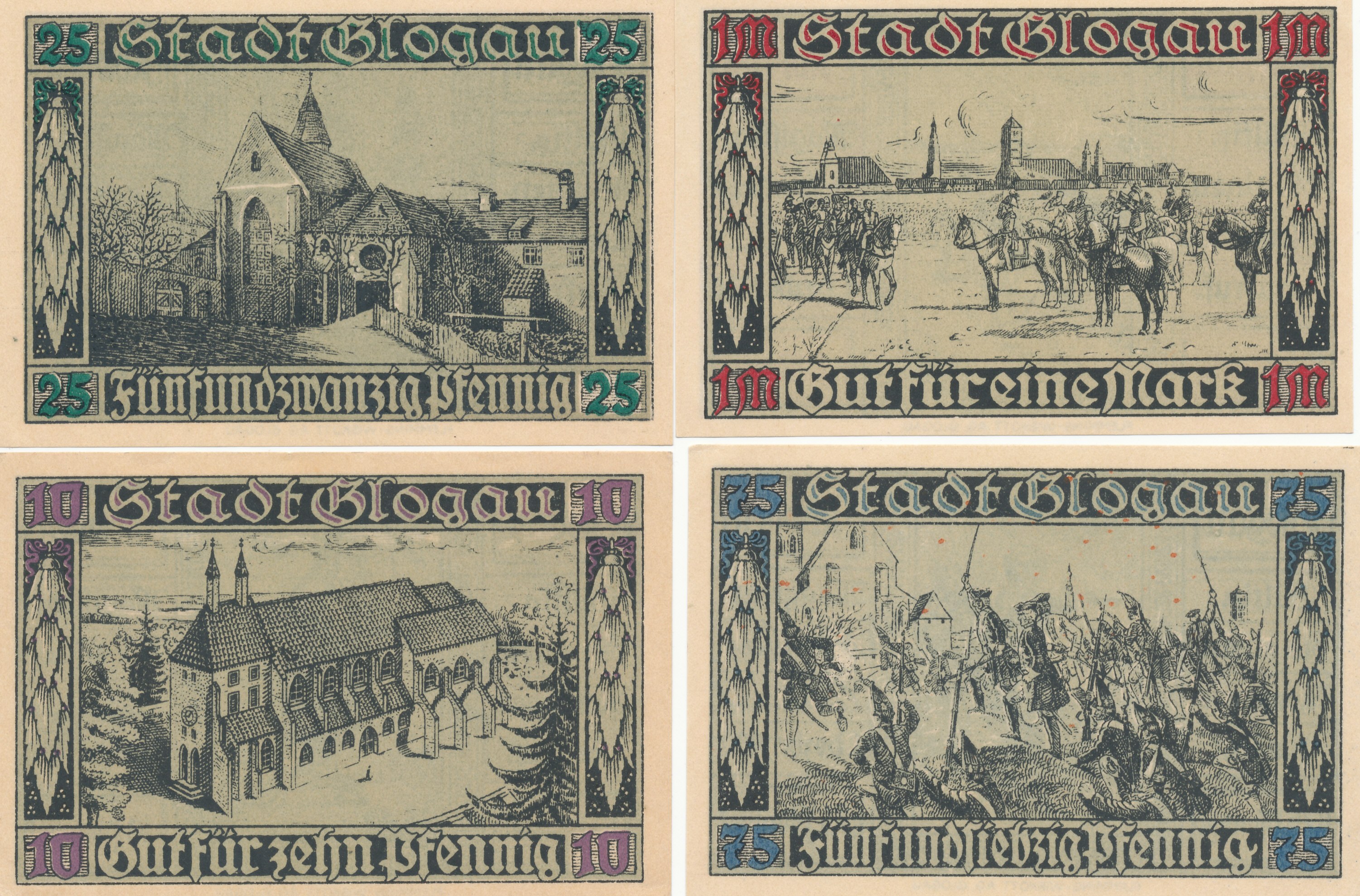 Glogau - Głogów 1920, zestaw 4 notgeldów - Aukcja internetowa ...