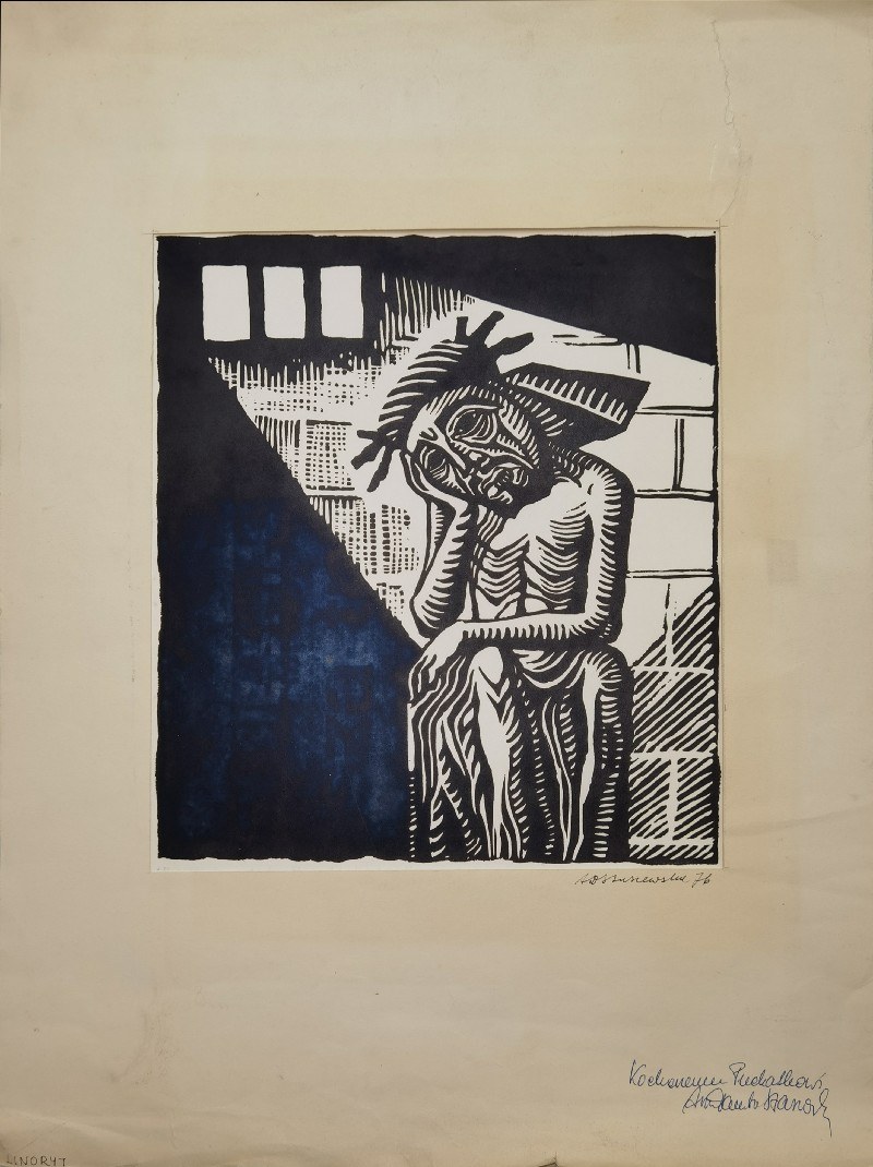 Anna Danuta STASZEWSKA (1920-1995), Chrystus Frasobliwy w celi, 1976 ... Anna Danuta STASZEWSKA (1920-1995), Chrystus Frasobliwy w celi, 1976 ...