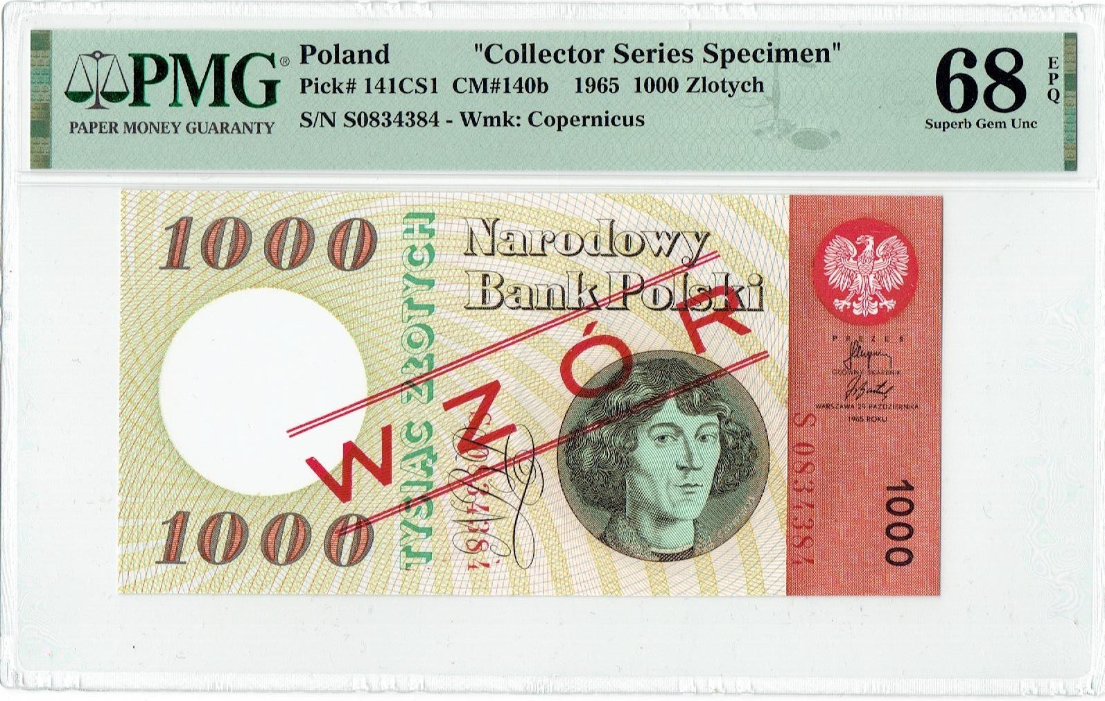 PRL, 1000 złotych 1965 S, WZÓR - PMG 68 EPQ - Aukcja internetowa / Licytacja online - Cena - OneBid