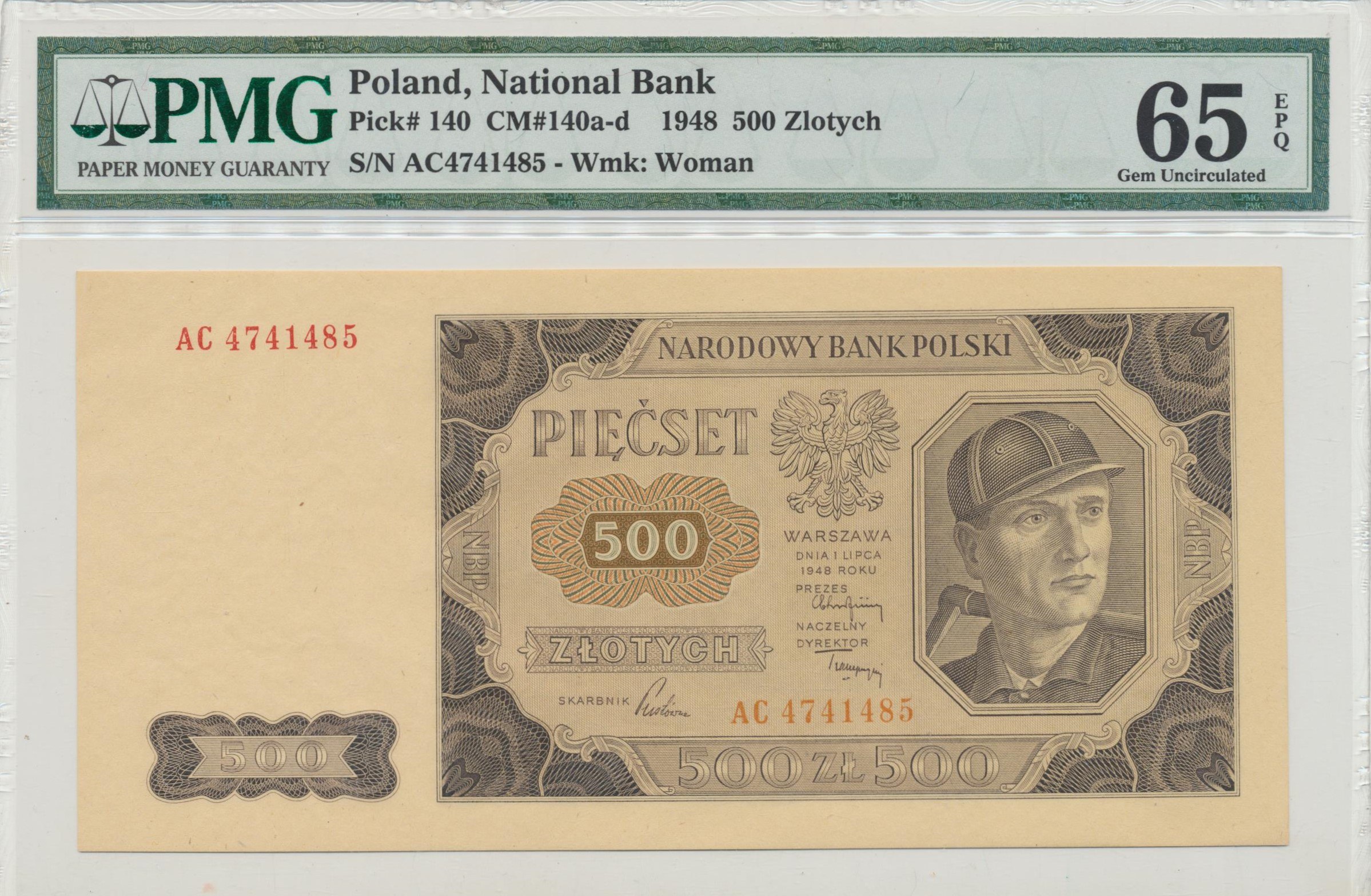 PRL, 500 złotych 1948 AC - PMG 65 EPQ - Aukcja internetowa / Licytacja ...