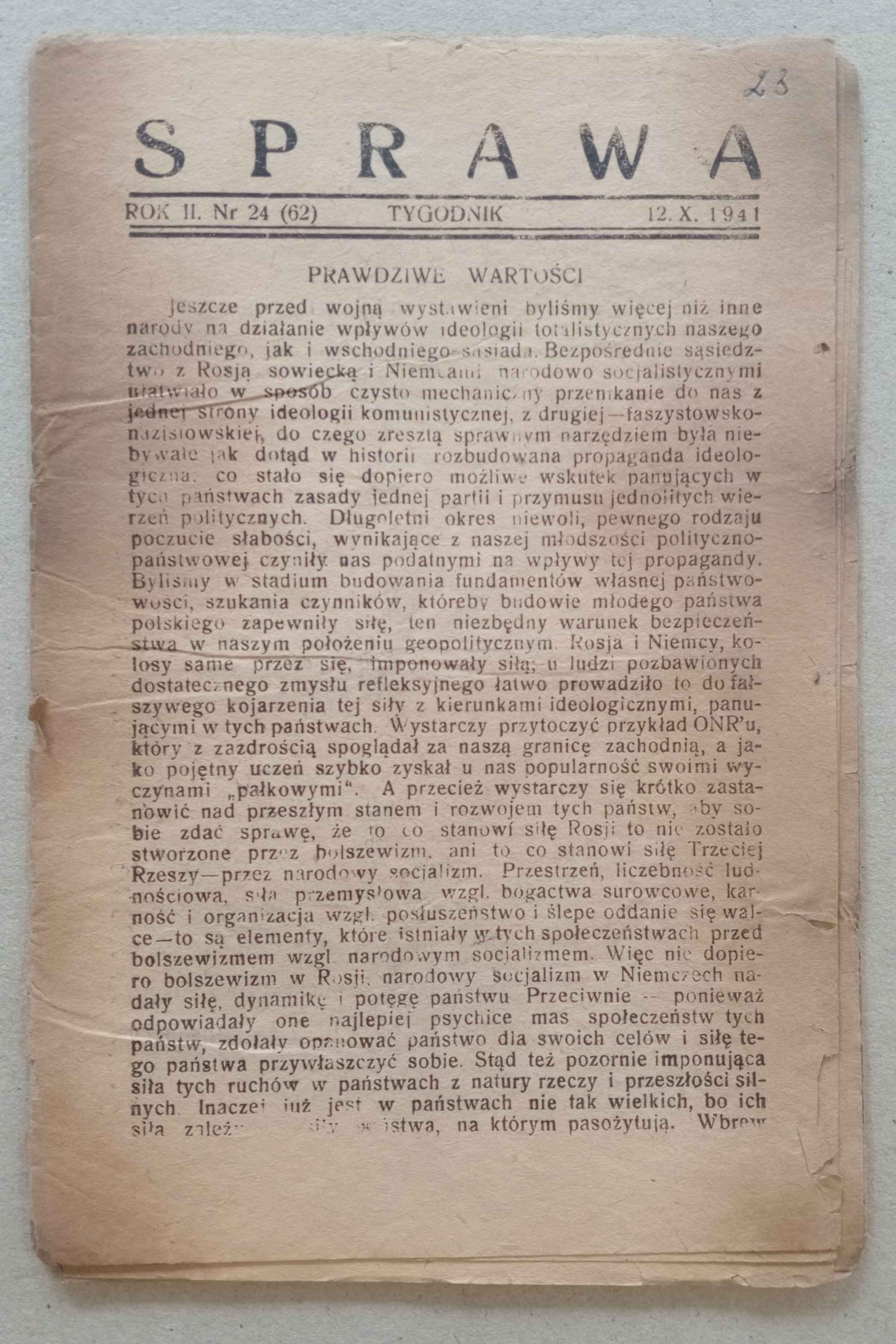 Sprawa. 1941 nr 24 - o potrzebie sabotażu/Związek Syndykalistów ...