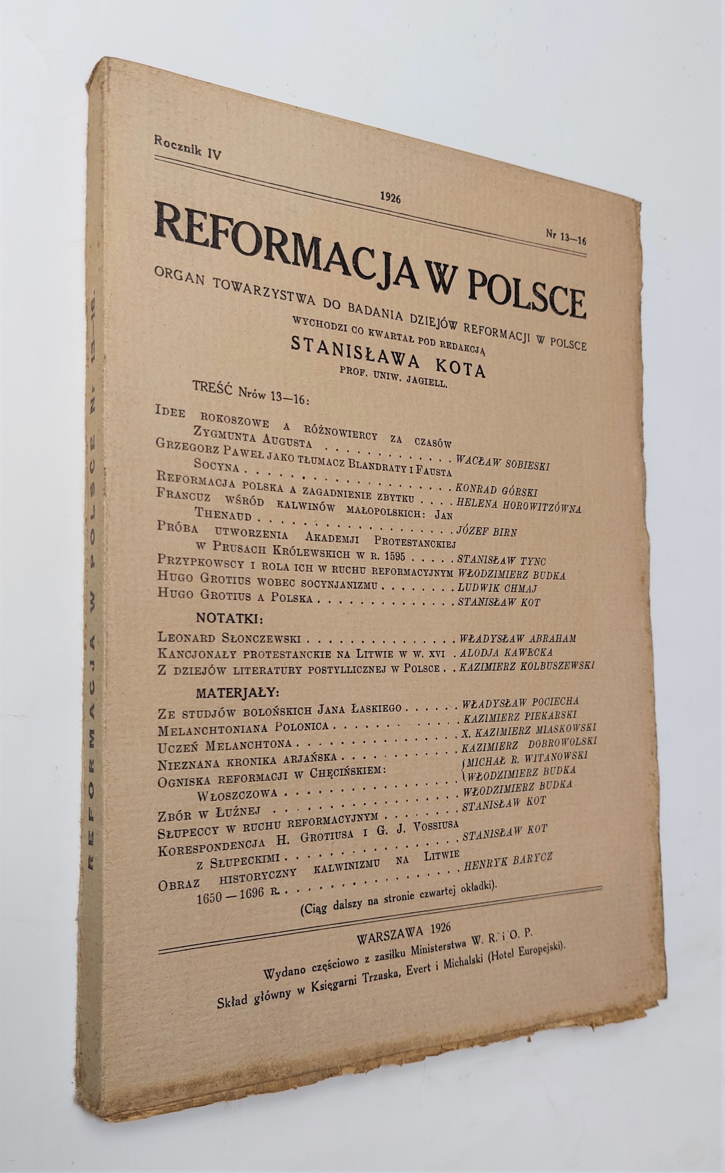 Reformacja w Polsce, Rocznik IV, 1926 r. - Aukcja internetowa ...
