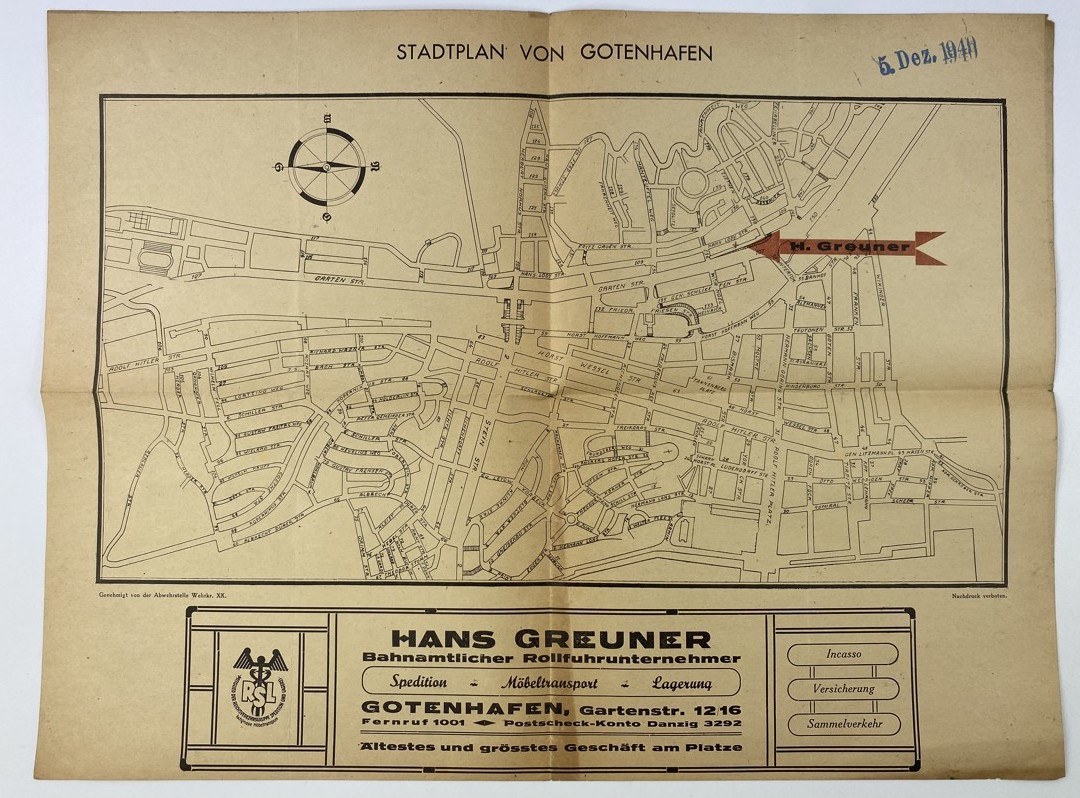 [Gdynia] Stadtplan von Gotenhafen Hans Greuner 1940 - Online auction ...