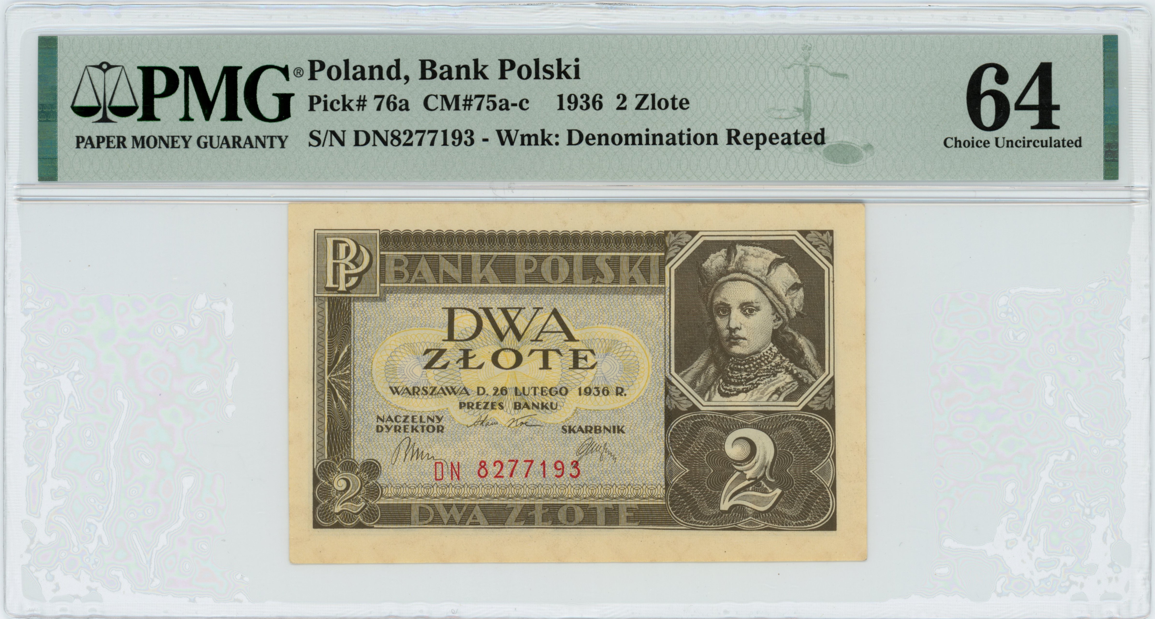 2 złote 1936 - seria DN - PMG 64 - Aukcja internetowa / Licytacja online - Cena - OneBid