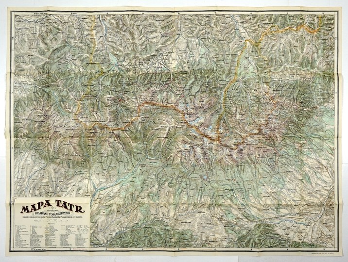 [TATRY]. Map of the Tatra Mountains. Color map form. 81.4x111 cm. 1923 ...