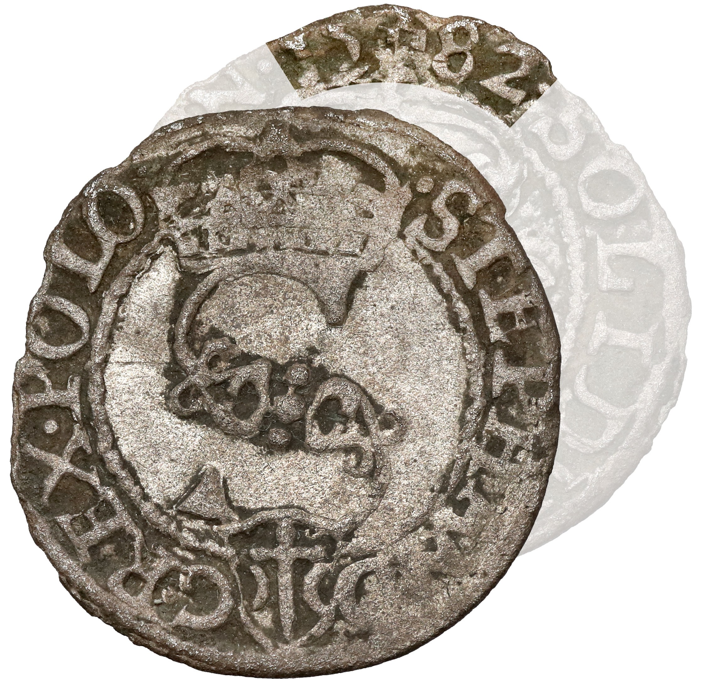 Stefan Batory, Szeląg Olkusz 1582 - duży mon., data rozdzielona ...