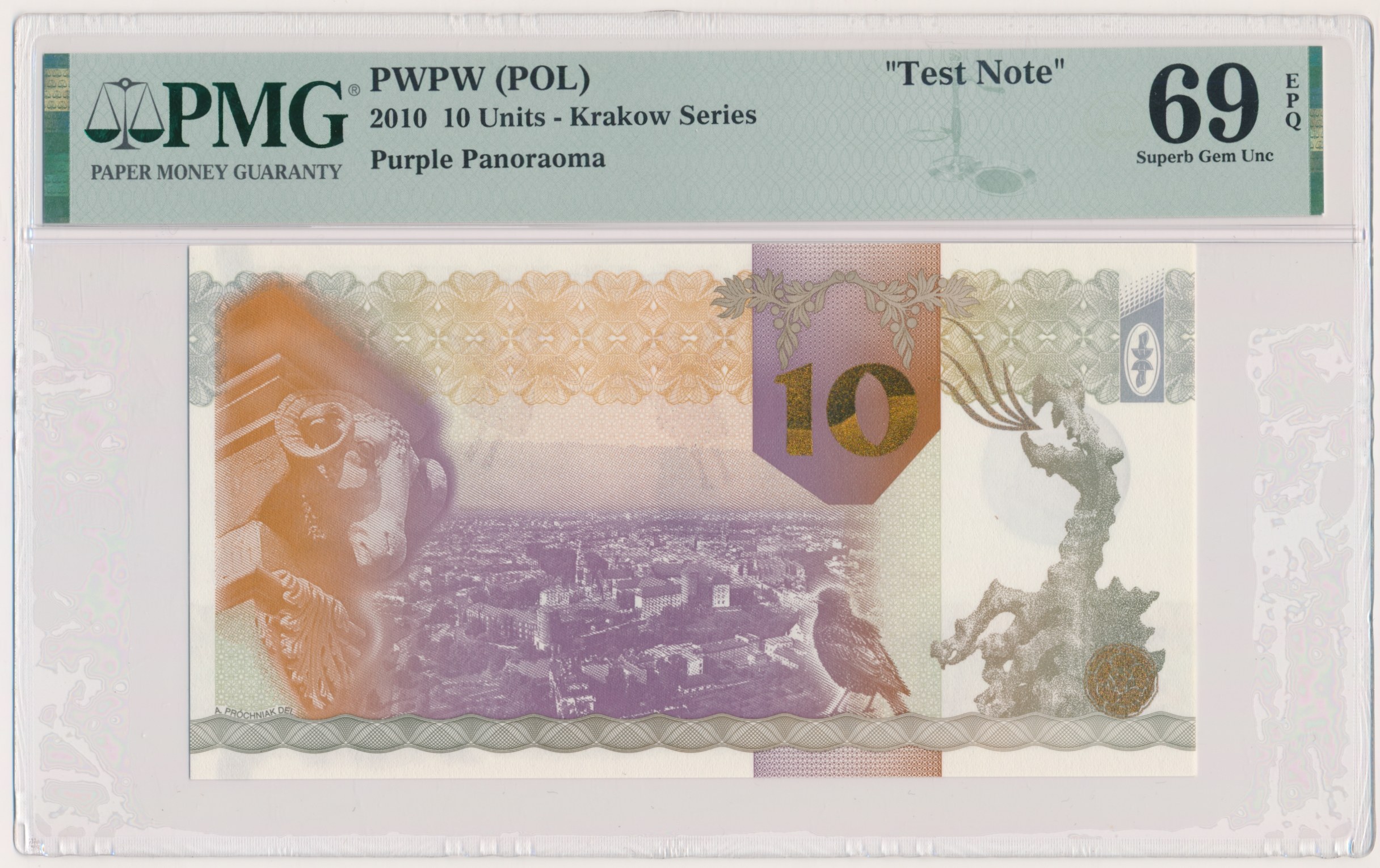 PWPW, Krakow (2010) - AD - large figure 10, violet panorama - PMG 69 ...