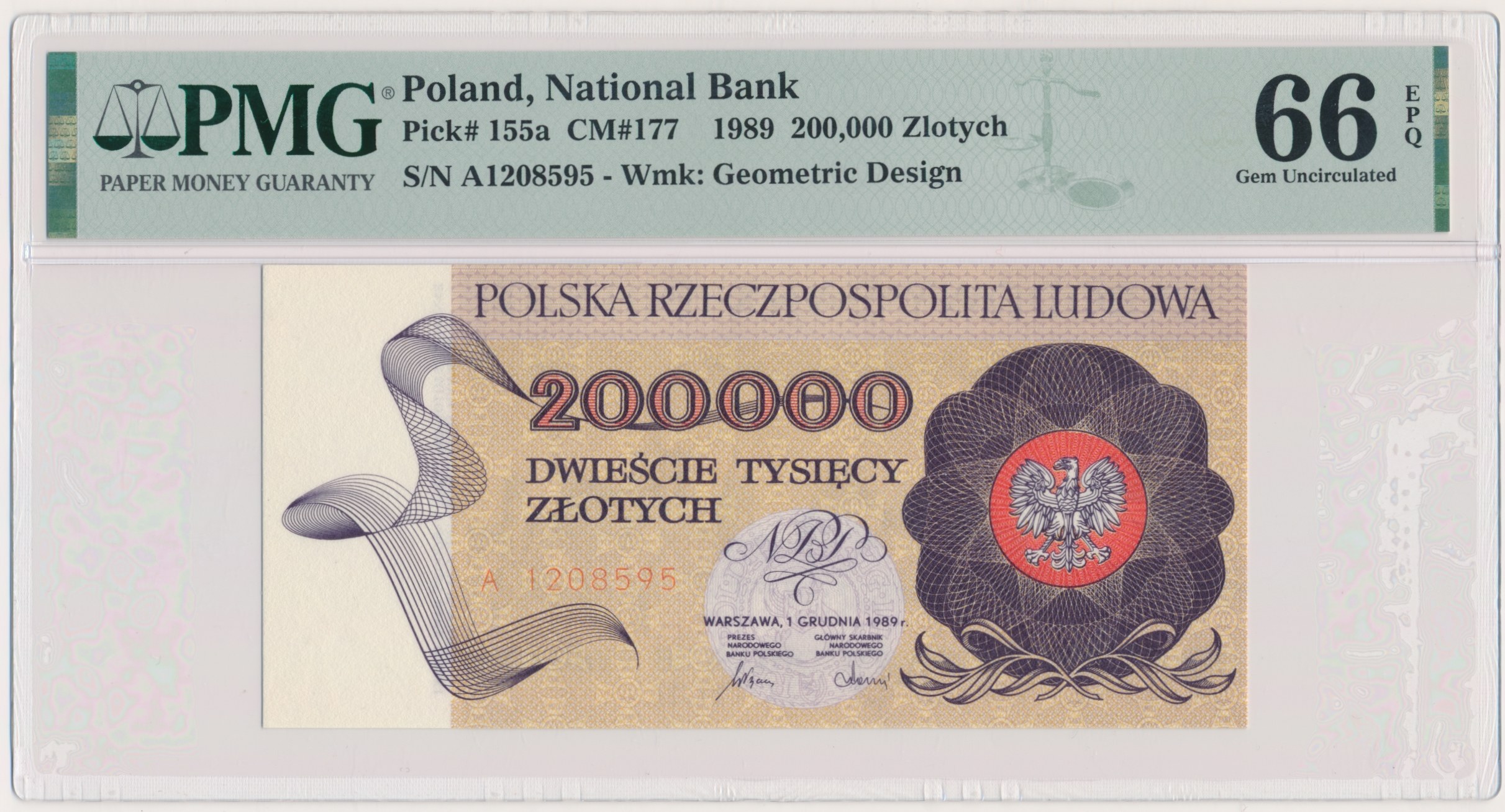 200.000 złotych 1989 - A - PMG 66 EPQ - Aukcja internetowa / Licytacja online - Cena - OneBid