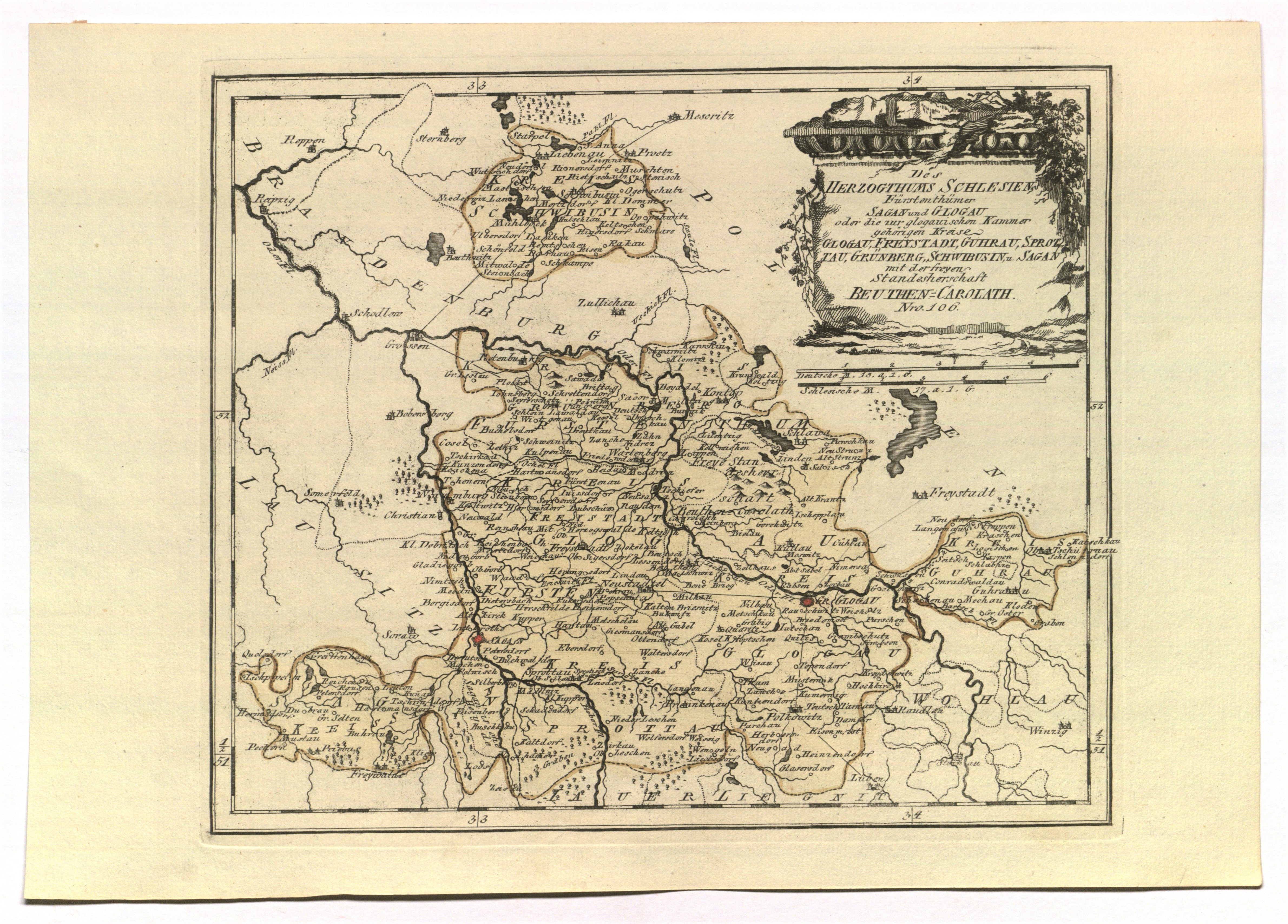 ŻAGAŃ, ŚWIEBODZIN, GŁOGÓW, BYTOM ODRZAŃSKI, SIEDLISKO. Mapa Księstwa ...