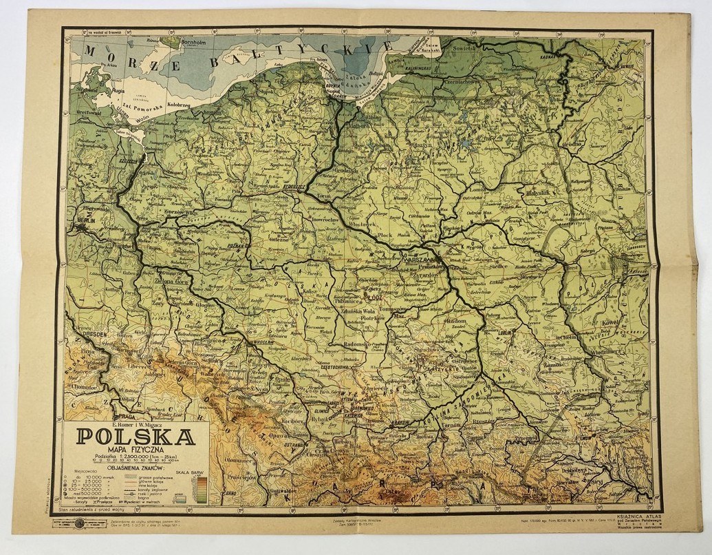 E. Romer and W Migacz, Poland Physical Map, Wrocław 1951. - Online ...
