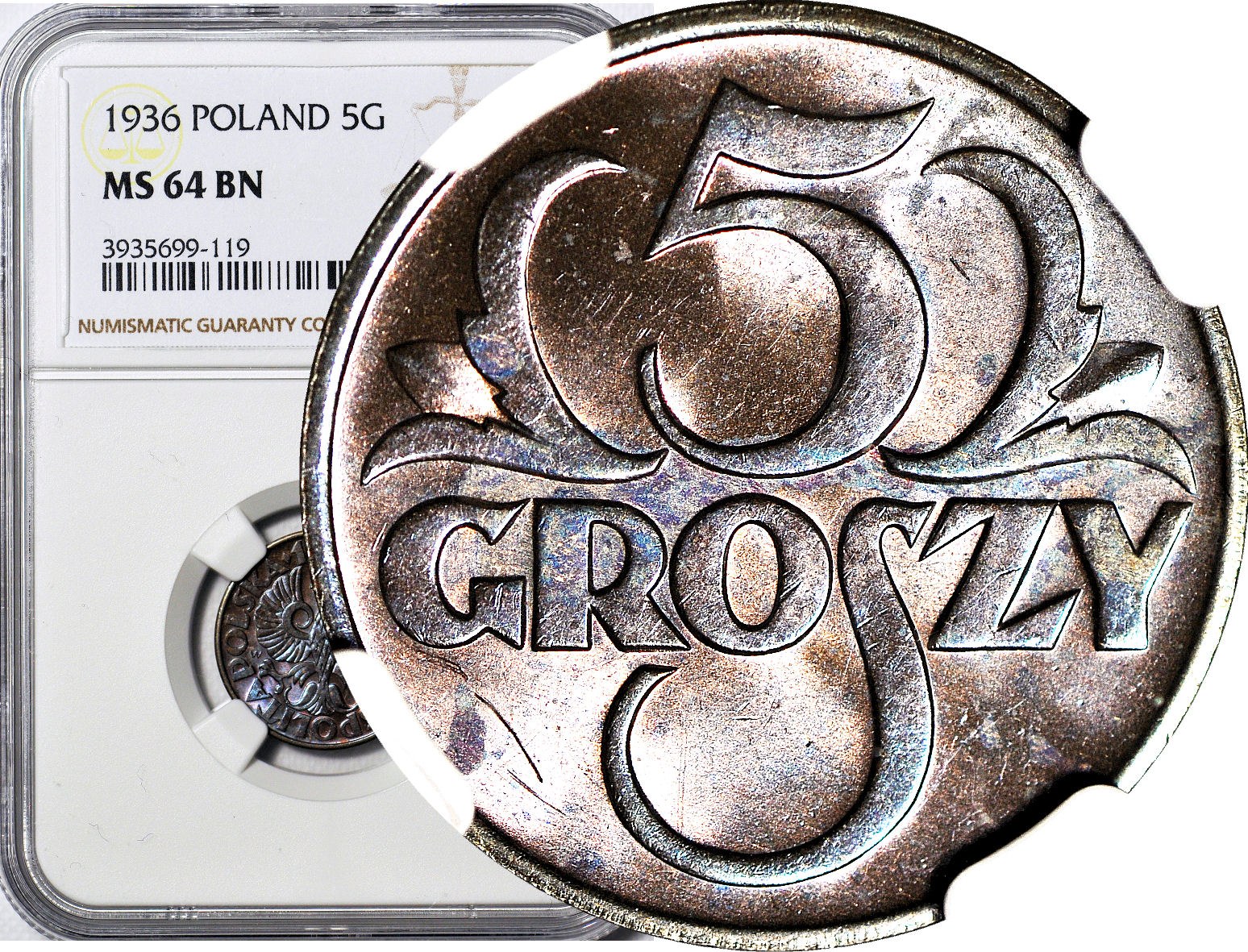 5 groszy 1936, mennicze, kolor BN - Aukcja internetowa / Licytacja online - Cena - OneBid