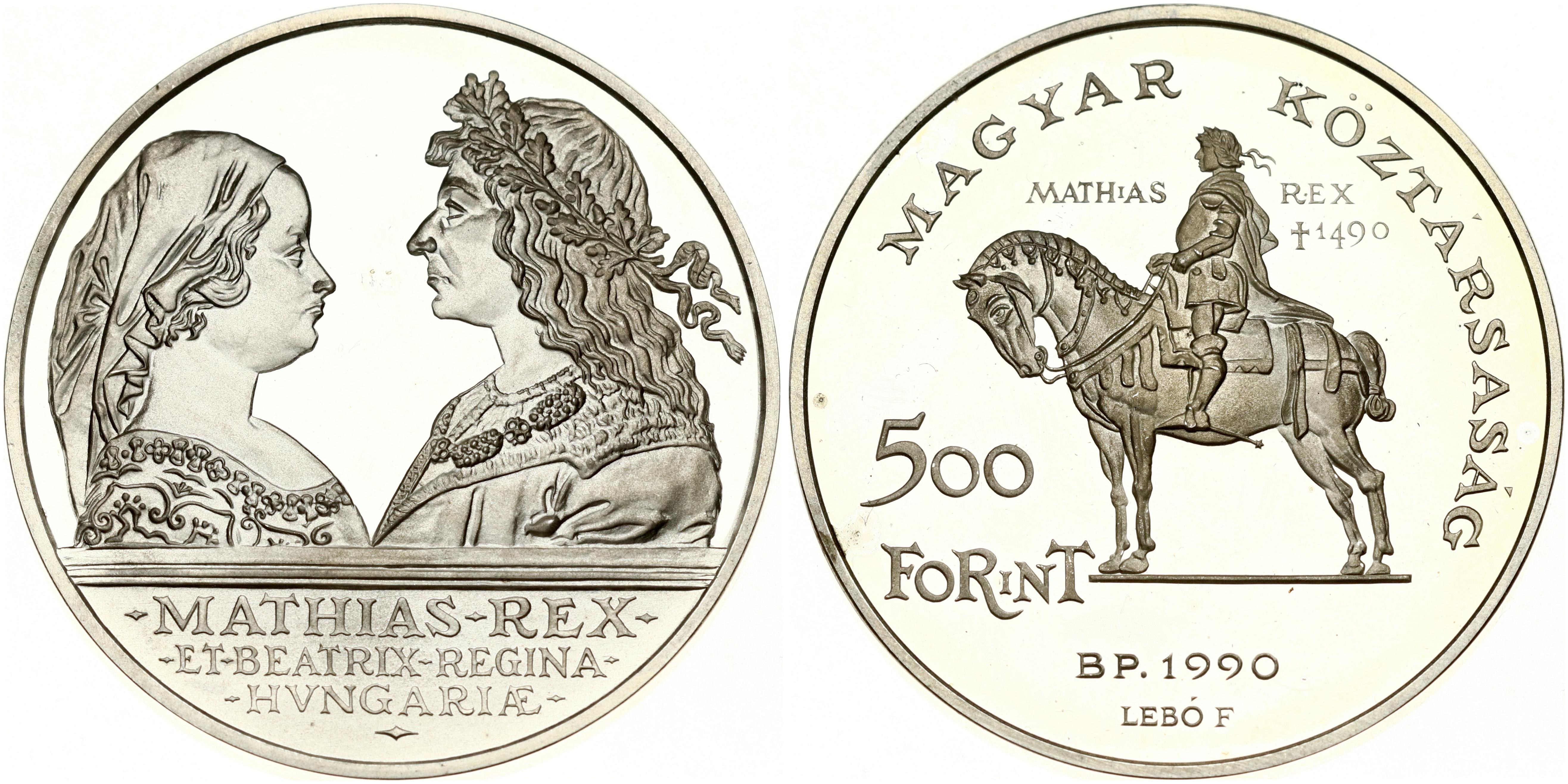 Hungary 500 Forint 1990 King Matthias And Queen Beatrix Obverse Hungary 500 Forint 1990 King Matthias And Queen Beatrix Obverse