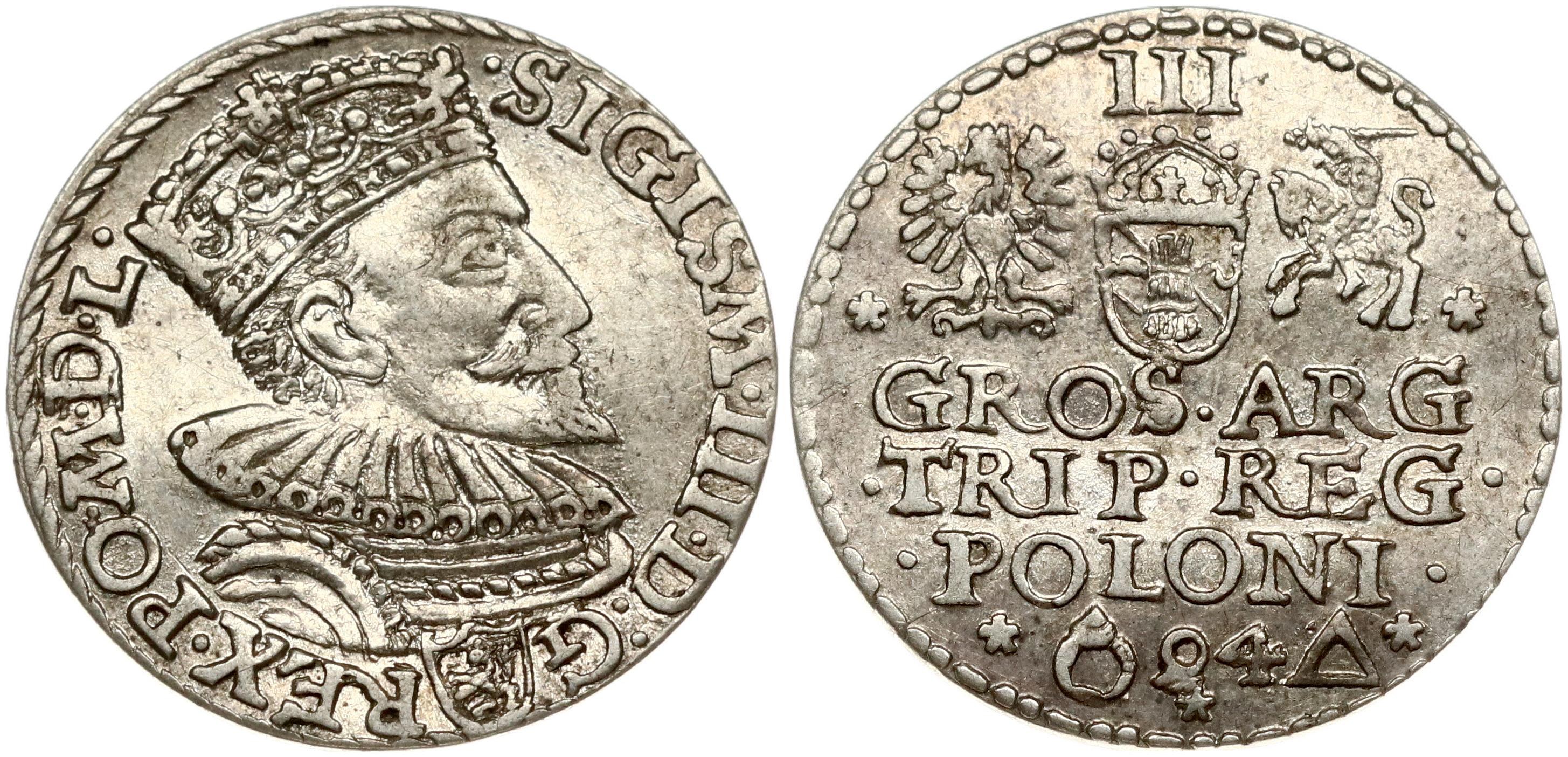 Poland 3 Groszy 1594 Malbork. Sigismund III Vasa (1587-1629). Obverse ...