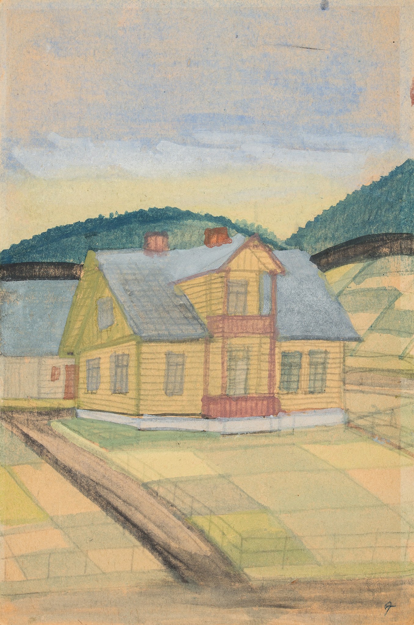 Nikifor Krynicki (1895 - 1968), "Dom pośród wzgórz" - Aukcja ...