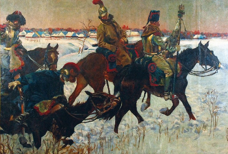 Wojciech KOSSAK (1856 -1942), Bitwa pod Berezyną - fragment panoramy ...