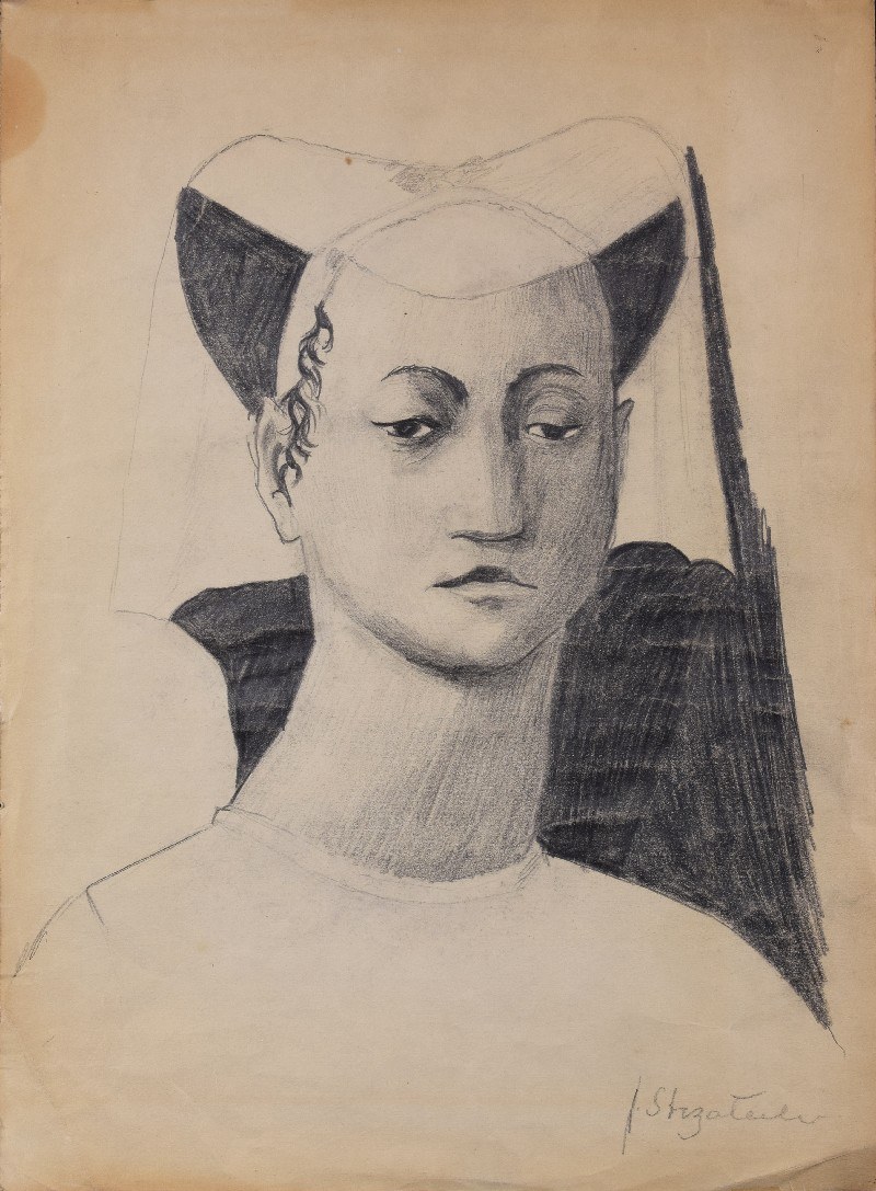 Janusz STRZAŁECKI - JAST (1902-1983), Głowa młodej damy dworu - Aukcja ...