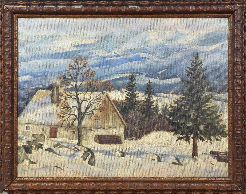 H. KREBS, XX w., Pejzaż zimowy - Aukcja internetowa / Licytacja online ...