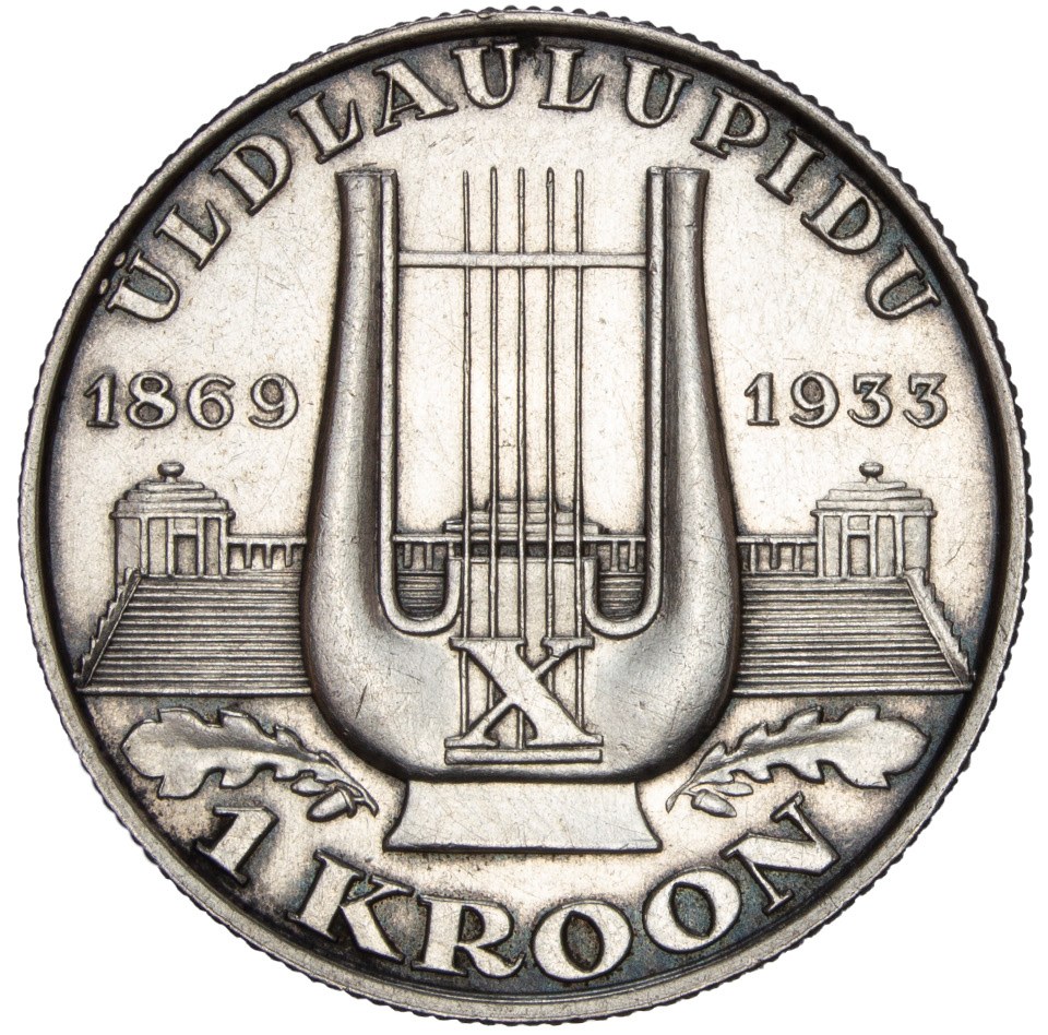 Estonia 1 kroon 1933 - 10th Singing Festival - Aukcja internetowa ...