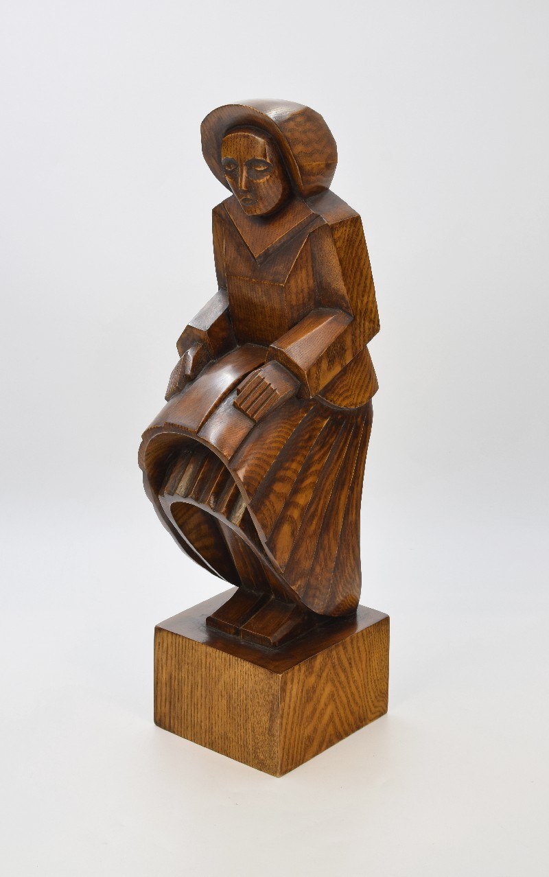 ZAKOPIAŃ SCHOOL, Figure of a young woman fighting a halny wind - Online ...