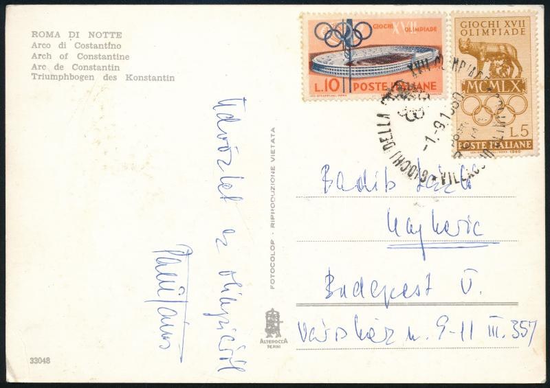 1960 Róma, Parti János (1932-1999) olimpikon, kenus saját kezűleg ...