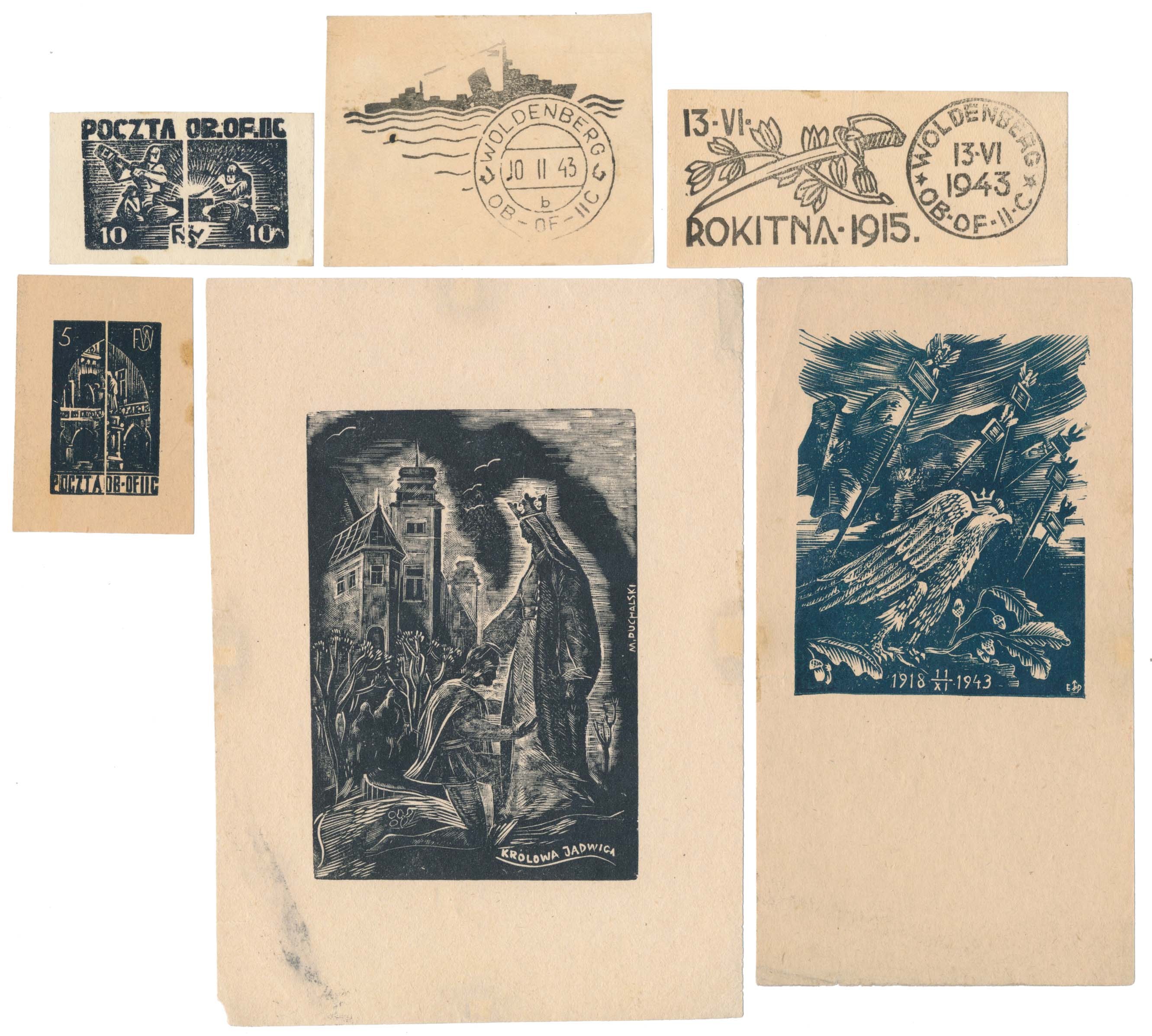 Woldenberg Oflag II-C camp - postcards and miscellaneous prints (6pcs ...