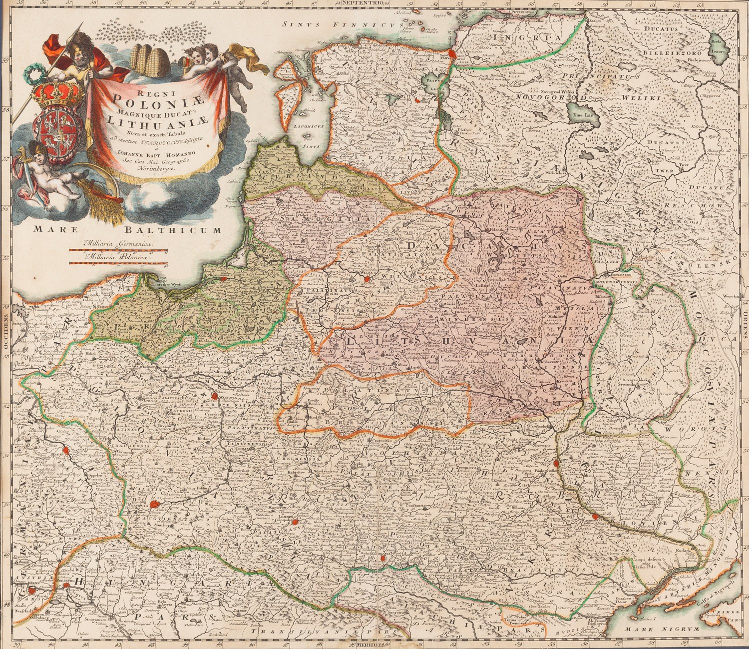 Johann Baptist Homann (1663 - 1724 ), Mapa Rzeczpospolitej, 1715 ...