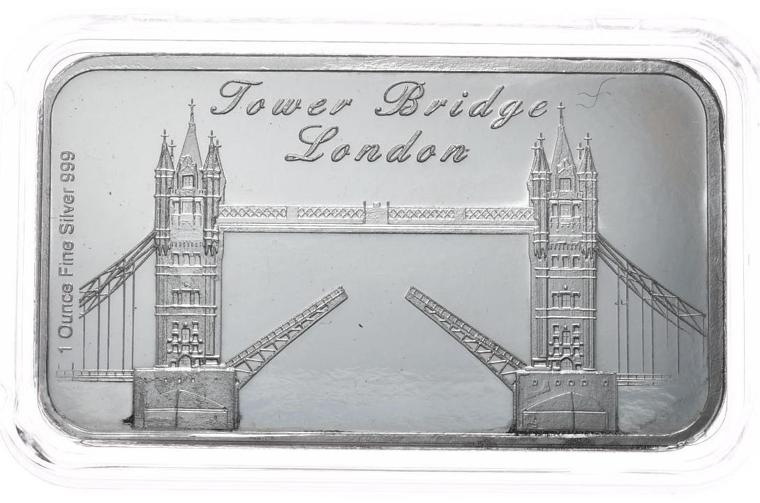 Sztabka 1oz. Srebrna Mennica, Tower Bridge, kapsel - Aukcja internetowa ...