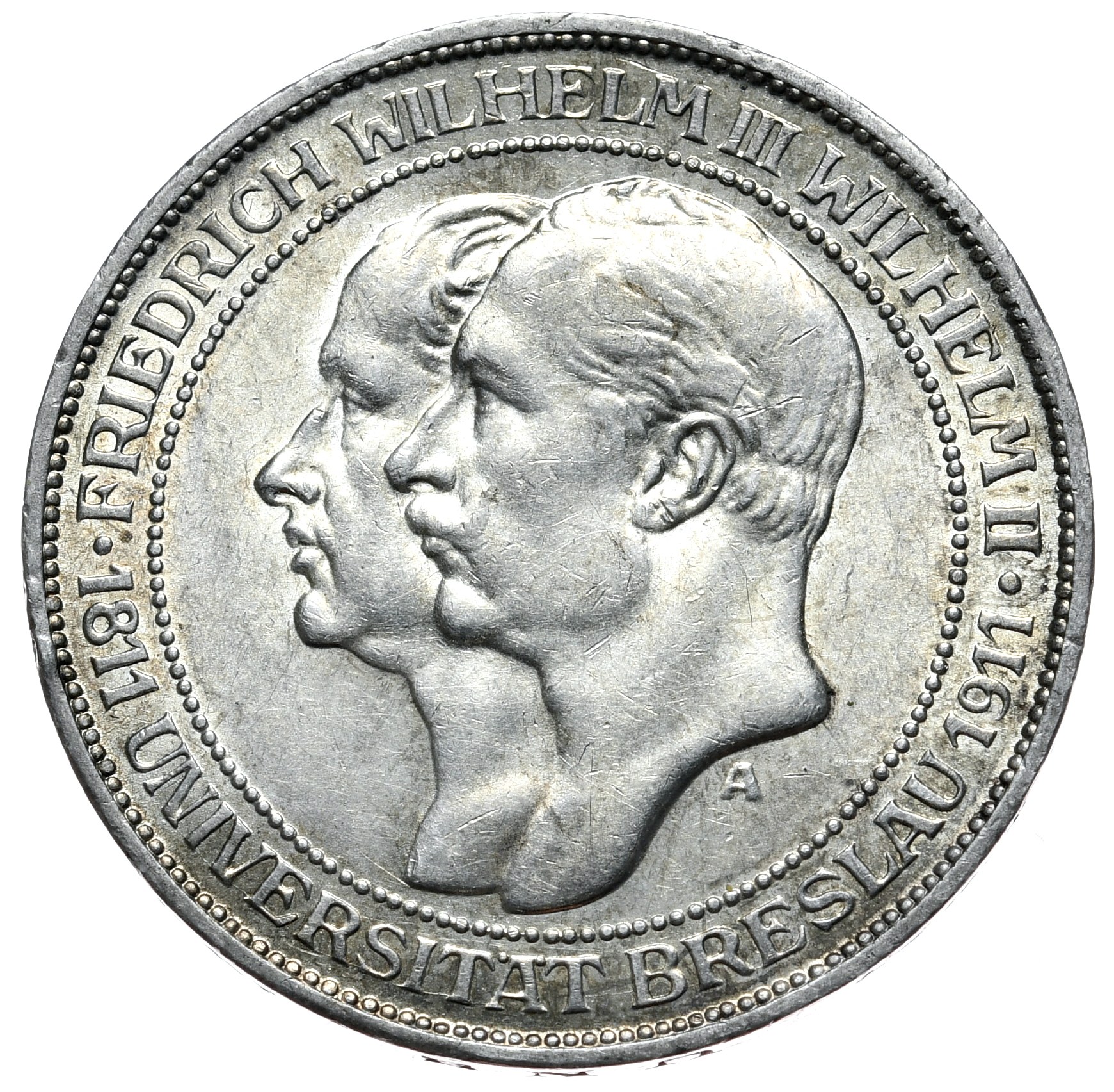 Niemcy, Prusy 3 marki 1911 A, Berlin, 100-lecie Uniwersytetu Wrocławskiego - Aukcja internetowa ...