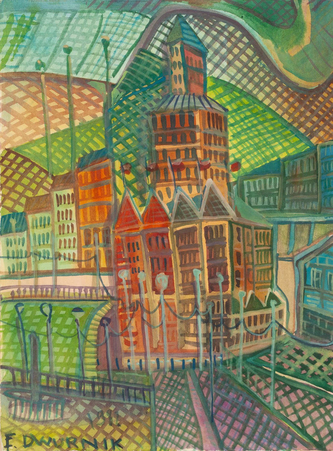 Edward Dwurnik (1943 Radzymin - 2018 Warszawa), "Pałac Kultury", 1982 - Aukcja internetowa ...