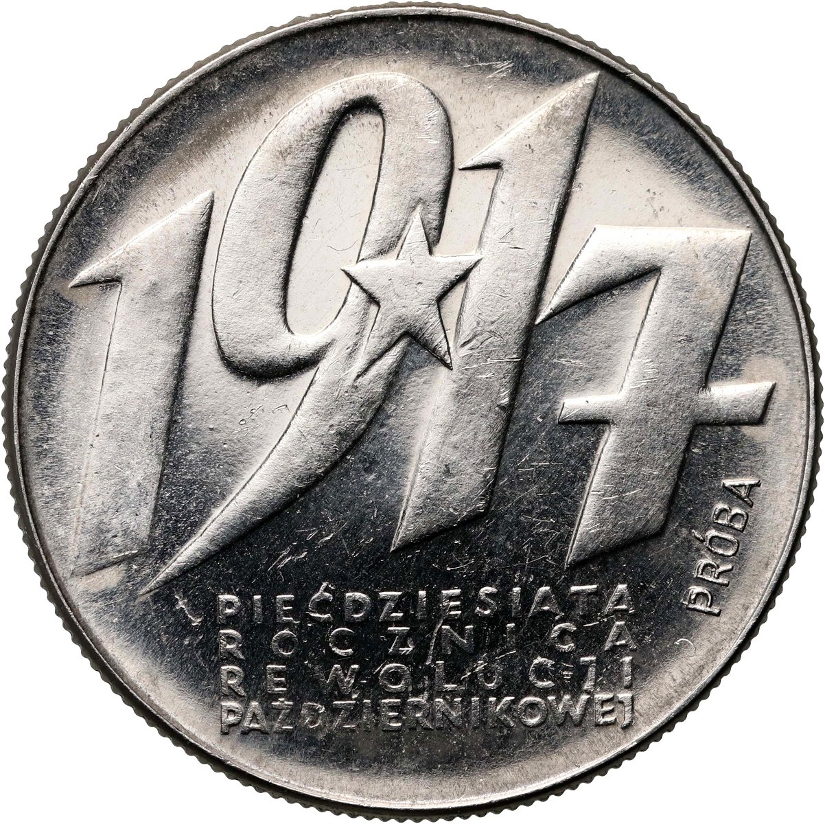 PRL, 10 złotych 1967, 50 Rocznica Rewolucji Październikowej, PRÓBA, nikiel - Aukcja internetowa ...