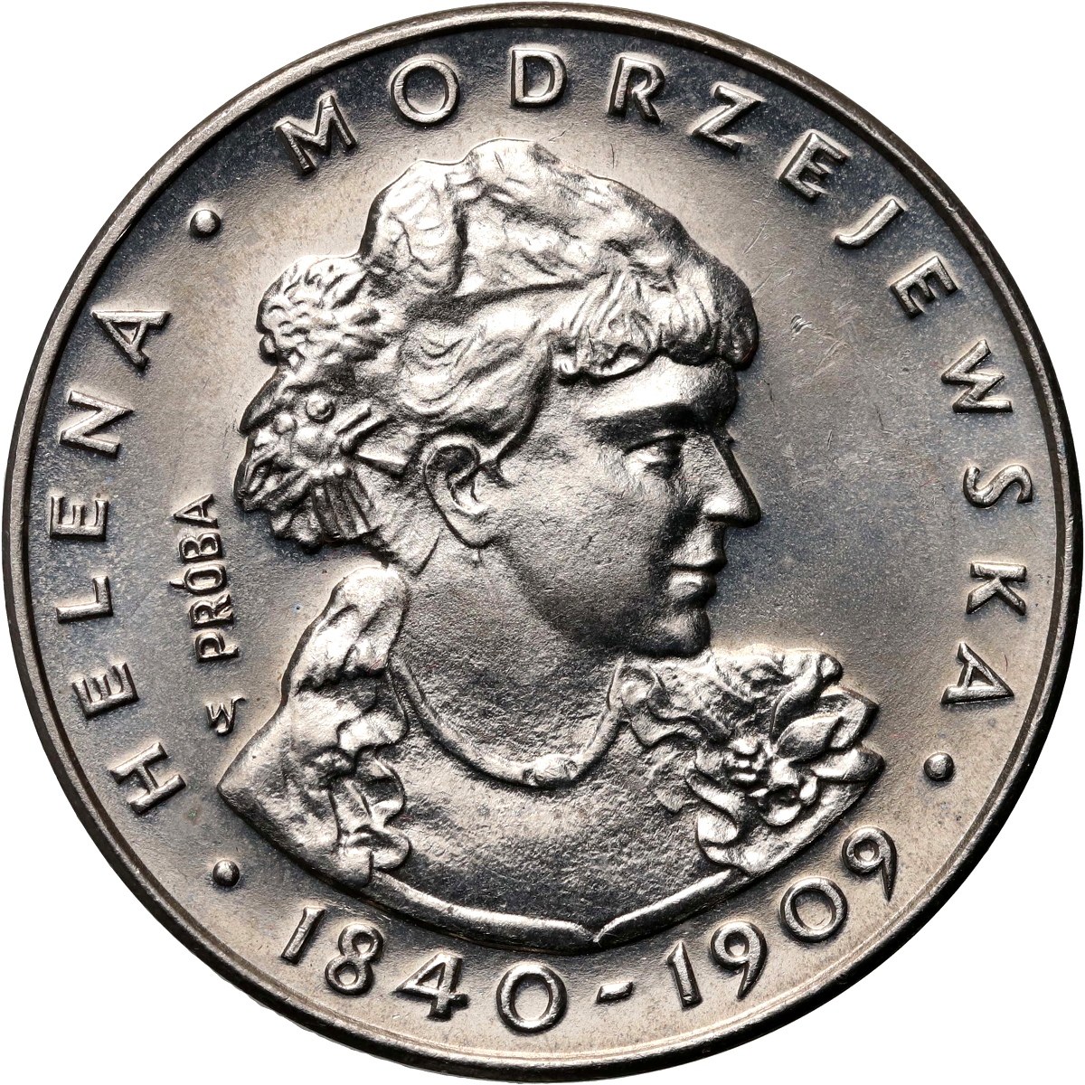 PRL, 100 złotych 1975, Helena Modrzejewska, PRÓBA, nikiel - Aukcja ...