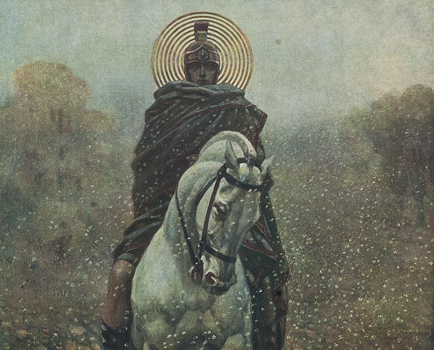 Piotr STACHIEWICZ, Polska (1858 - 1938), ŚWIĘTY MARCIN BŁONIEM JEDZIE ...