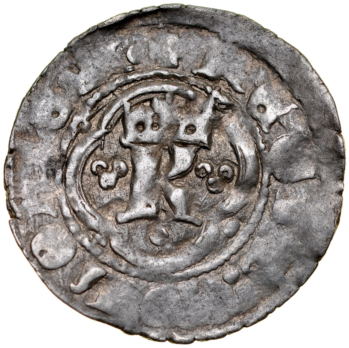 Kazimierz Wielki 1333-1370, Kwartnik ruski, Av.: Litera K w ornamencie ...