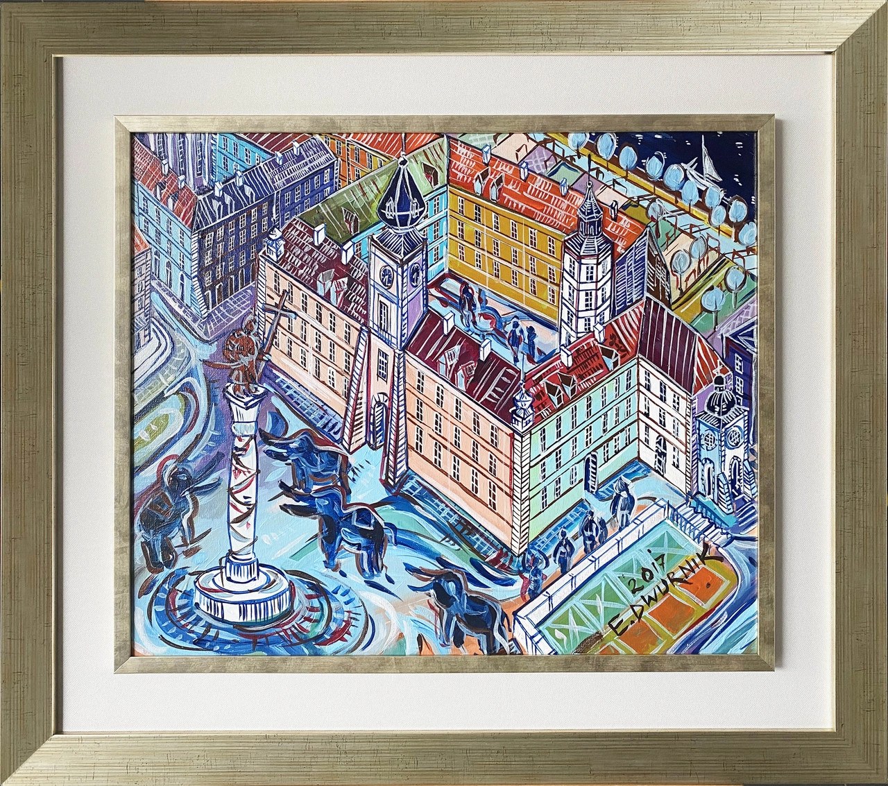 Edward Dwurnik ( 1943 - 2018 ), Plac Zamkowy, 2017 - Aukcja internetowa / Licytacja online ...