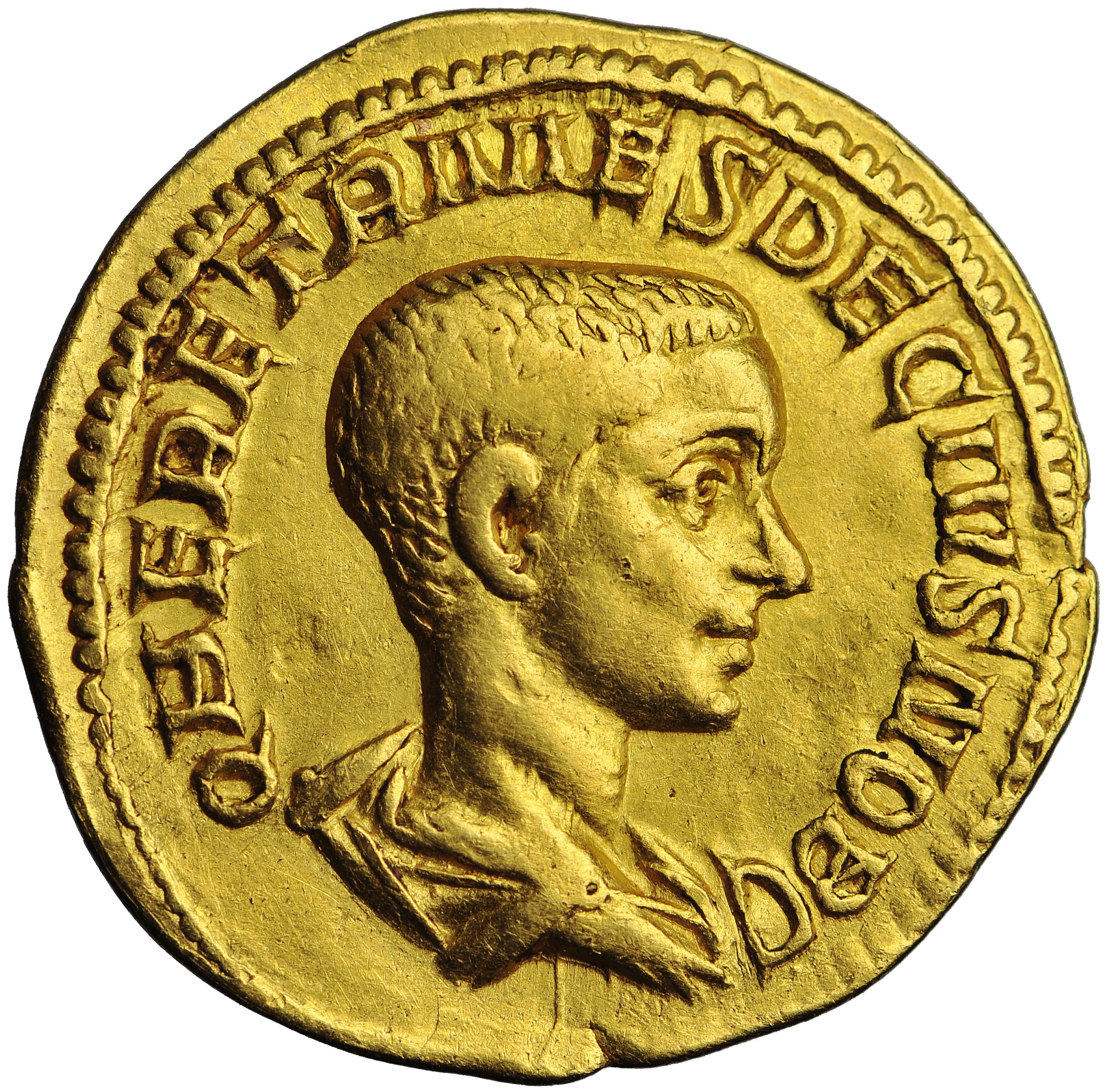 Cesarstwo Rzymskie, Herenniusz Decjusz jako Cezar, aureus 250-251, Rzym ...