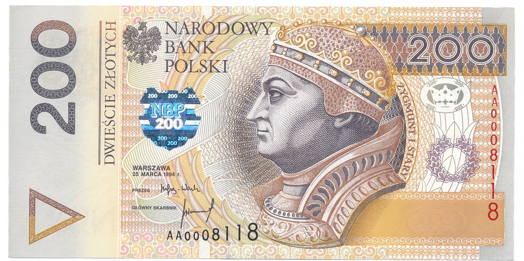 200 Z otych 1994 AA 0008118 Niski Numer Aukcja Internetowa 200 Z otych 1994 AA 0008118 Niski Numer Aukcja Internetowa