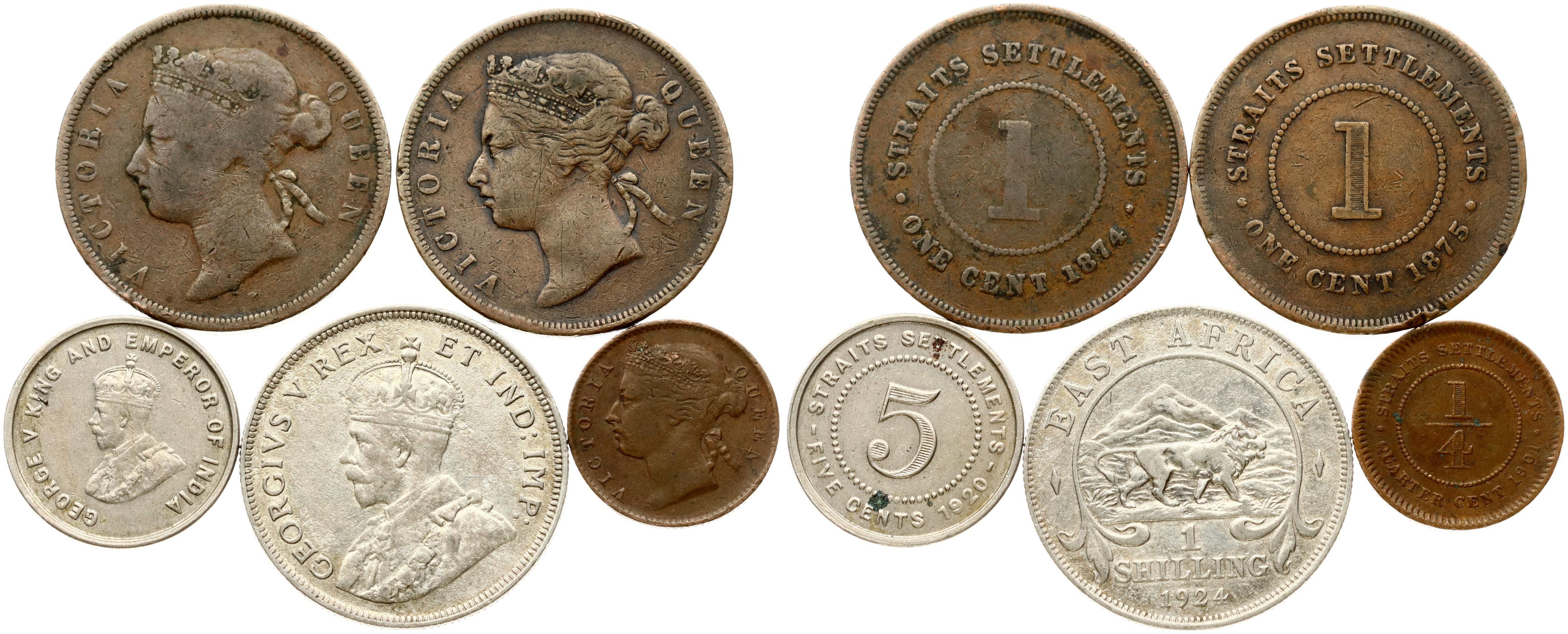 East Africa 1 Shilling 1924 and other World Coins Lot of 5 Coins - Aukcja internetowa ...