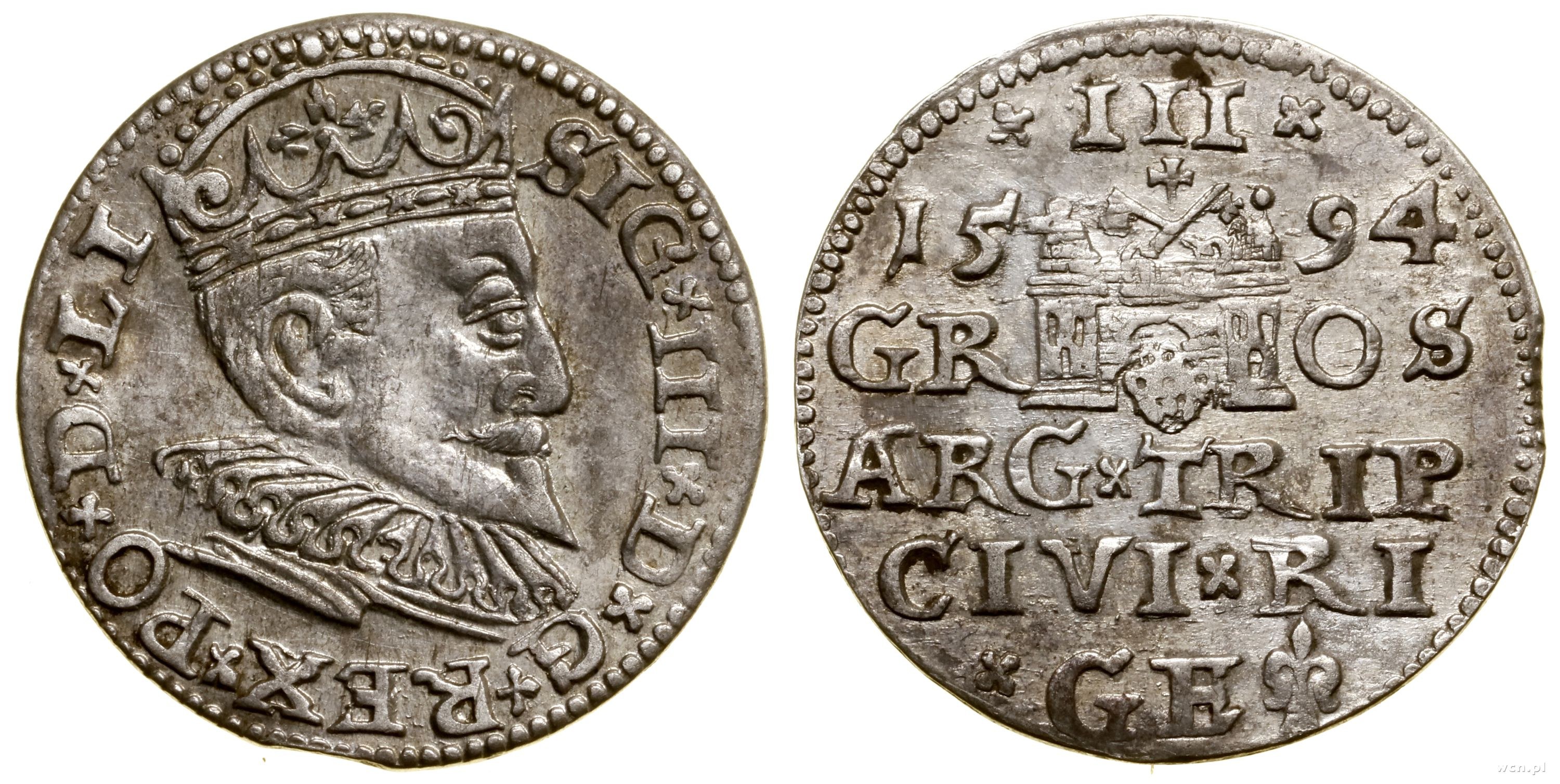 Polska, trojak, 1594, Ryga - Aukcja internetowa / Licytacja online - Cena - OneBid